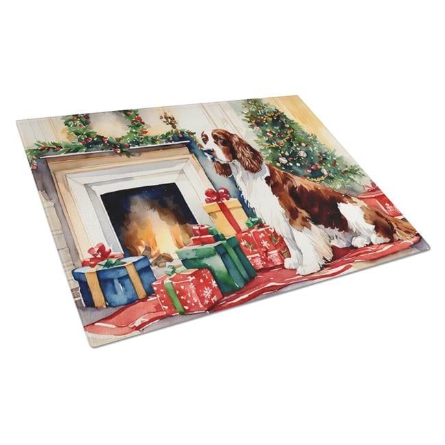 Welsh Springer Spaniel Cozy Christmas Glass Cutting Board Large 12 in x ...
