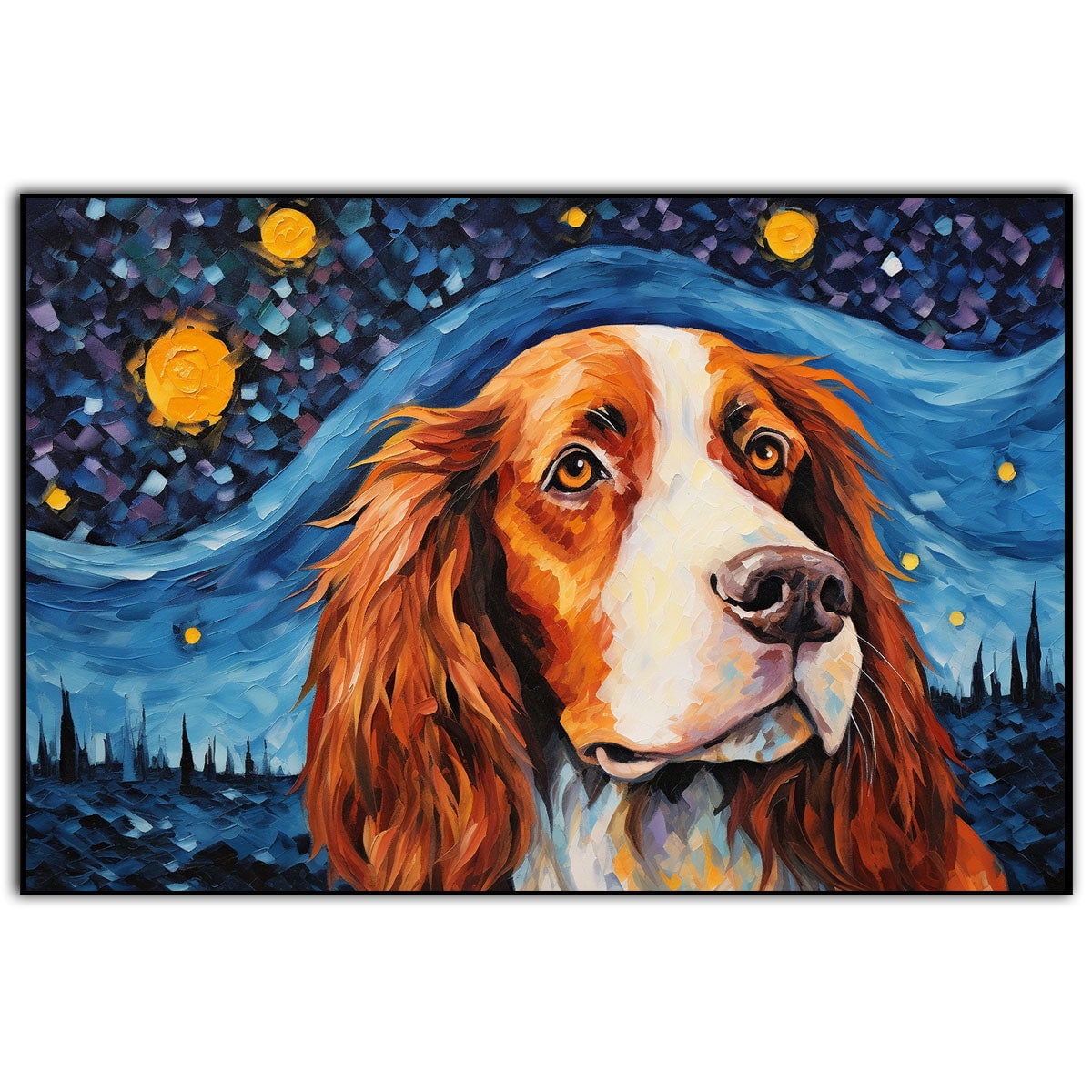 Welsh Springer Spaniel Dog Canvas Prints of Starry Night Paintings ...