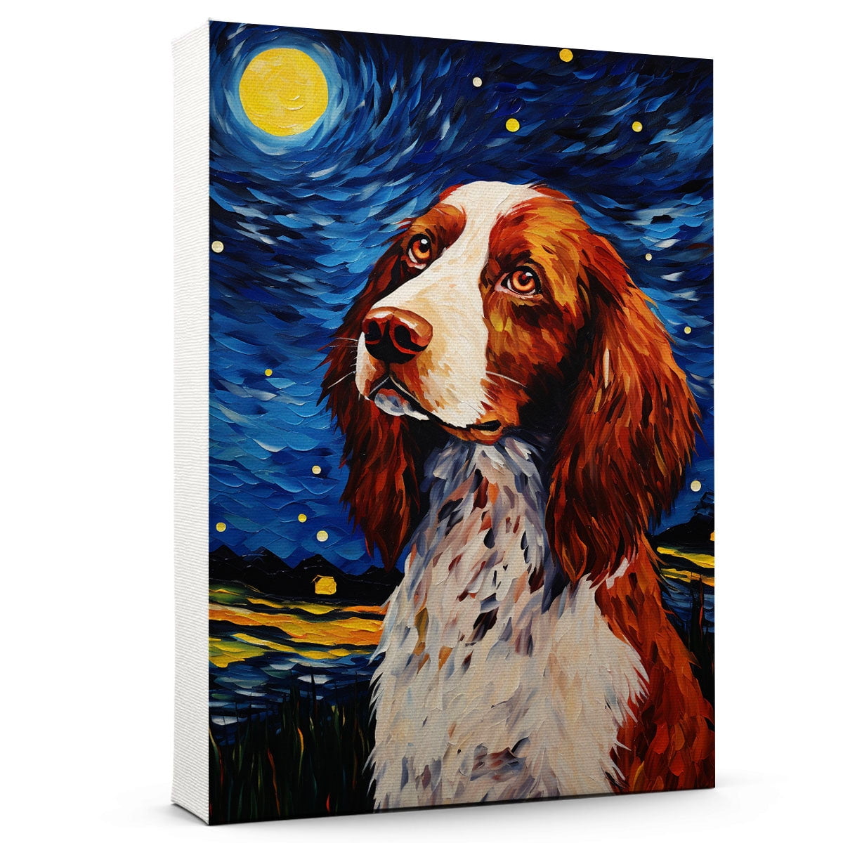 Welsh Springer Spaniel Dog Canvas Starry Night Van Gogh Inspired Arts ...