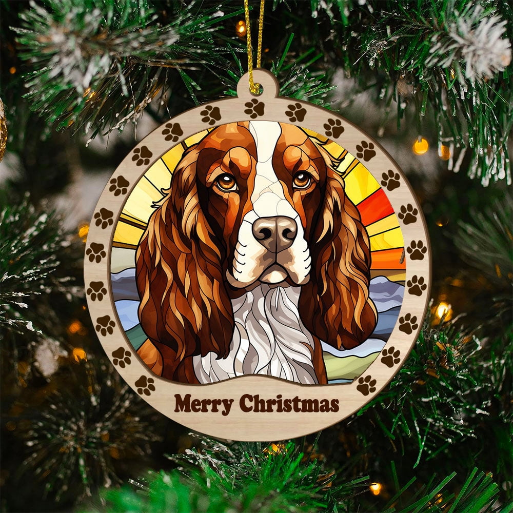 Welsh Springer Spaniel Dog Ornament, Welsh Springer Spaniel Dog Stained ...