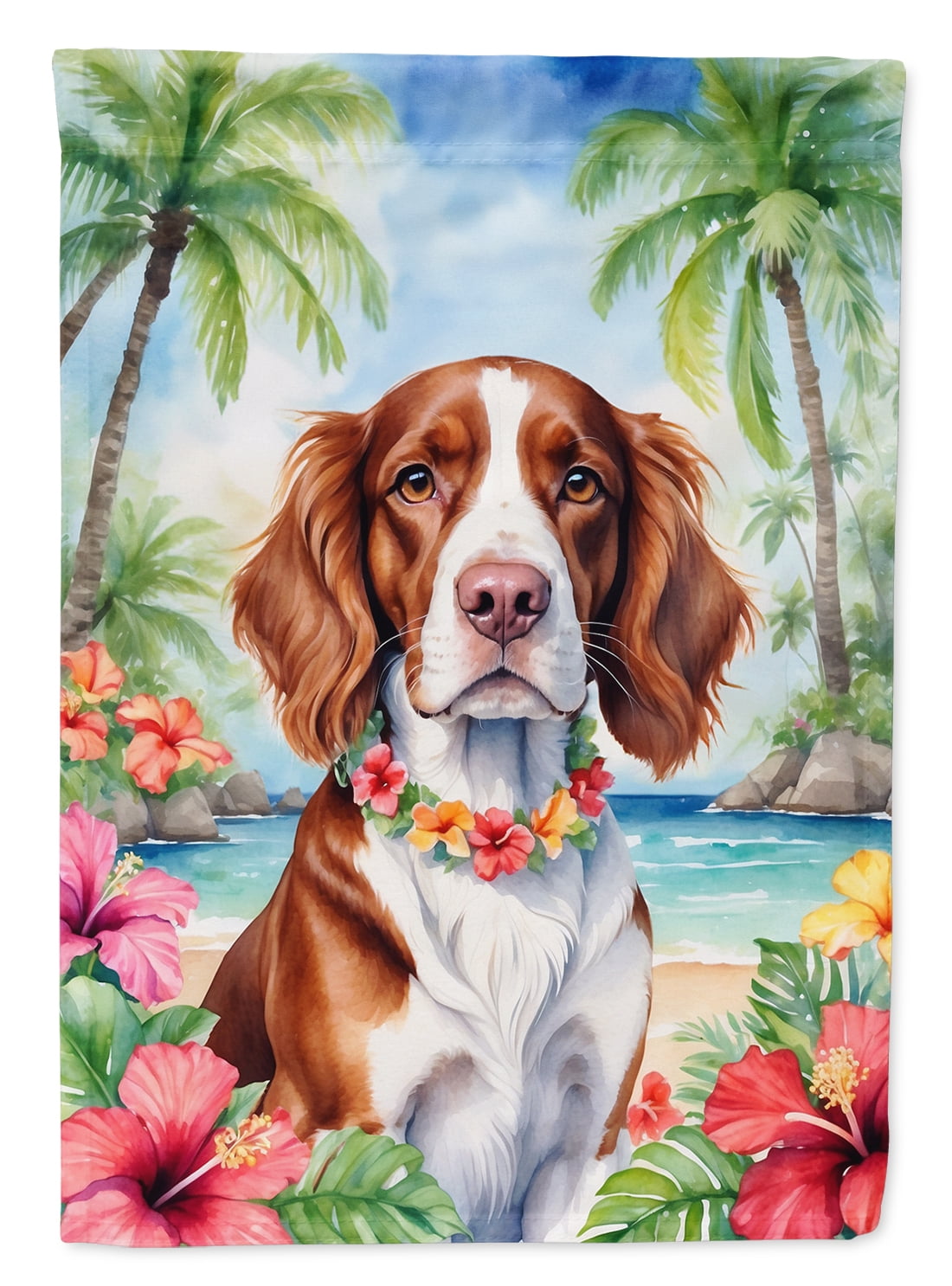 Welsh Springer Spaniel Luau House Flag - Walmart.com