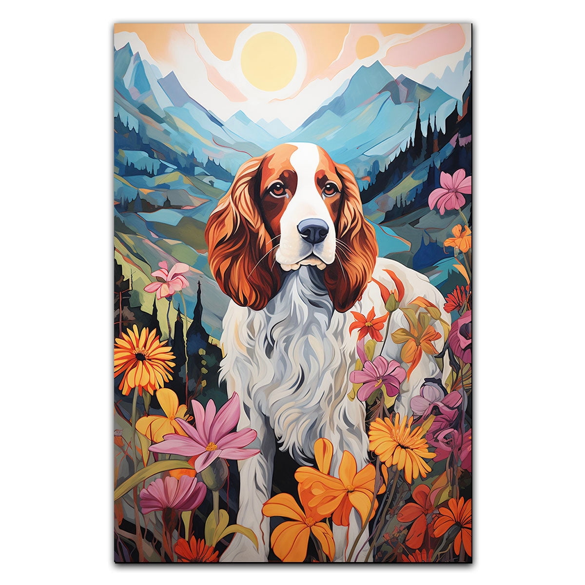 Welsh Springer Spaniel Watercolor Dog Portrait Painting of Dog Canvas ...