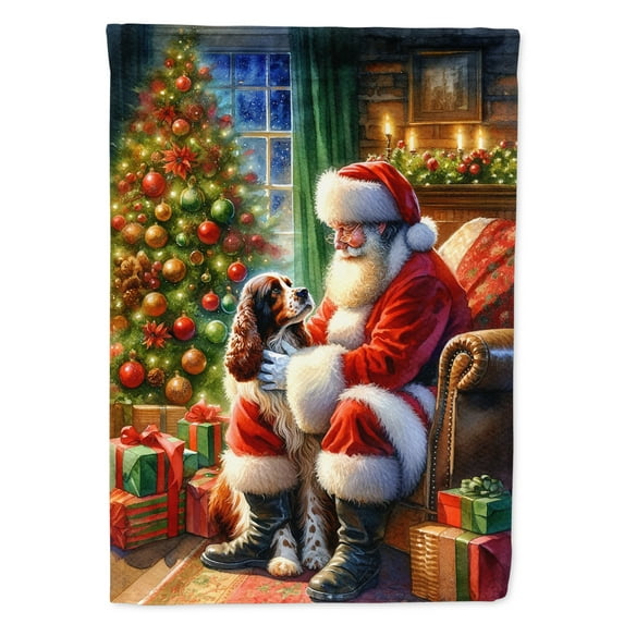 Welsh Springer Spaniel and Santa Claus House Flag 28 in x 40 in ...