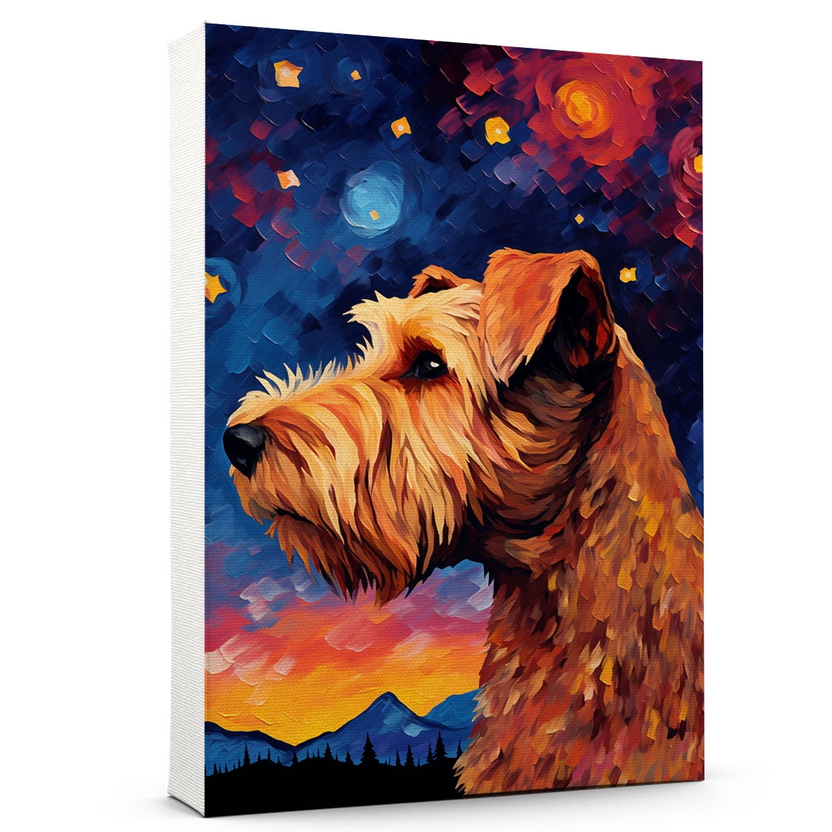 Welsh Terrier Gift Starry Night Dog Canvas Wall Art Famous Oil ...