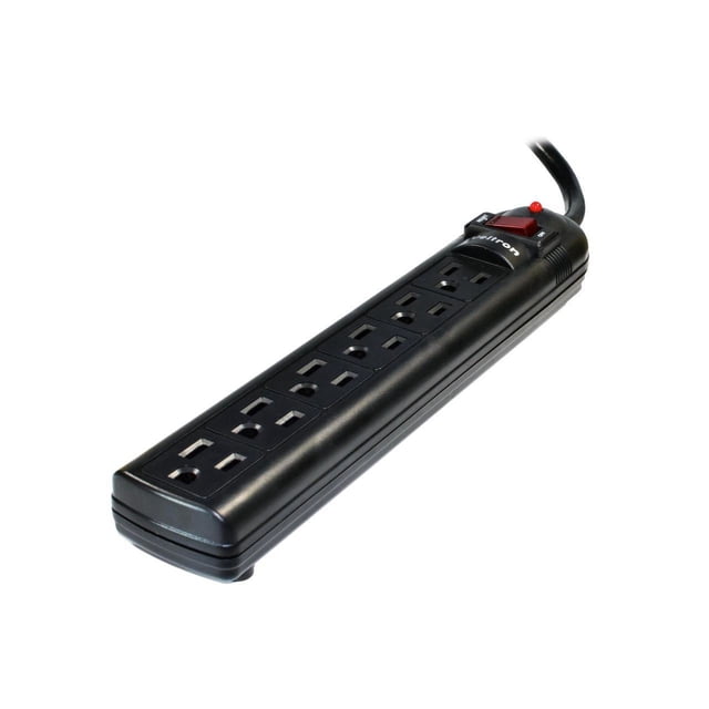 This 6 Outlet Plastic Power Strip Has 750 Joules, Emi/Rfi Filter And A ...