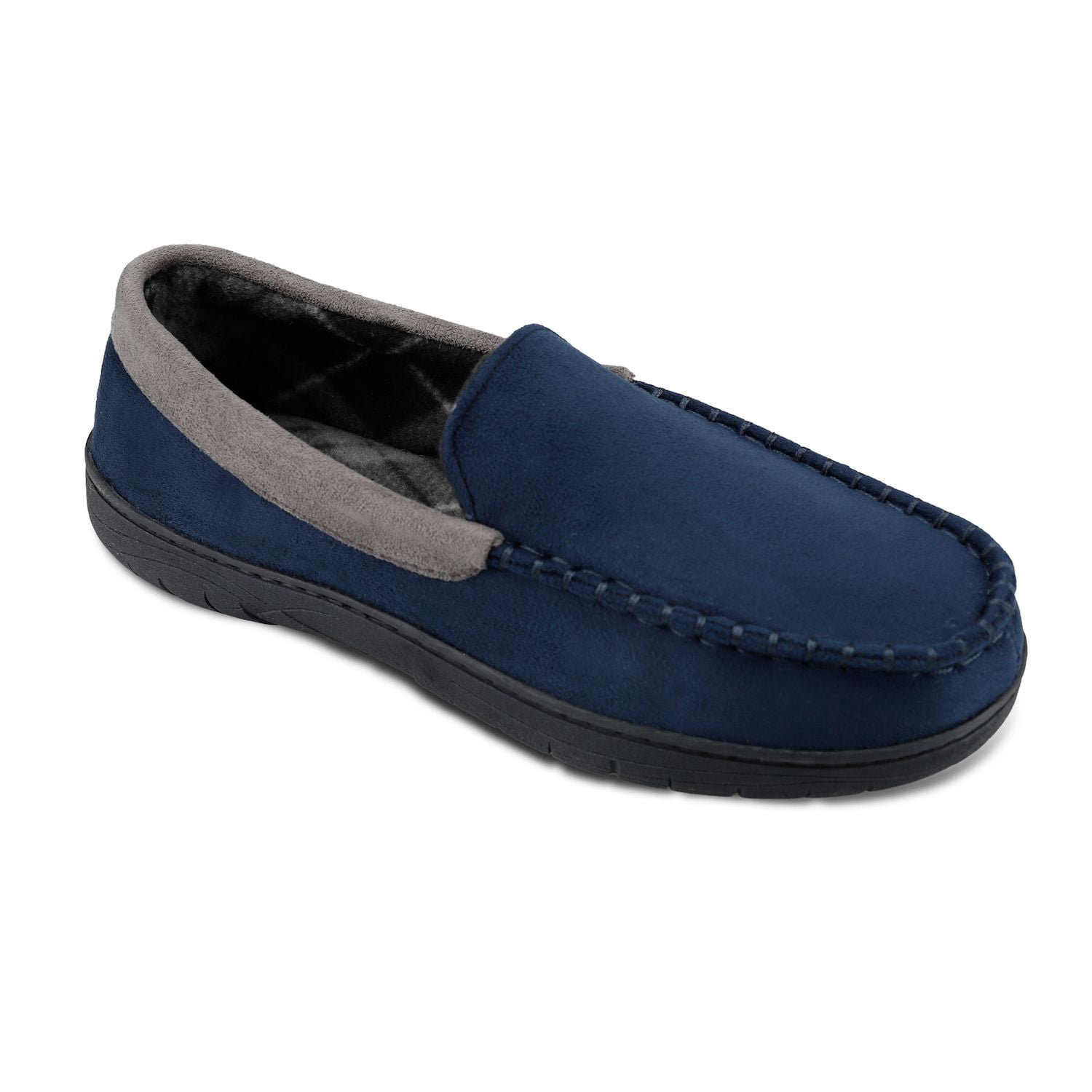 Wembley Men's Fleece Lined Moccasin Slippers Color: Navy Size: MEDIUM ...