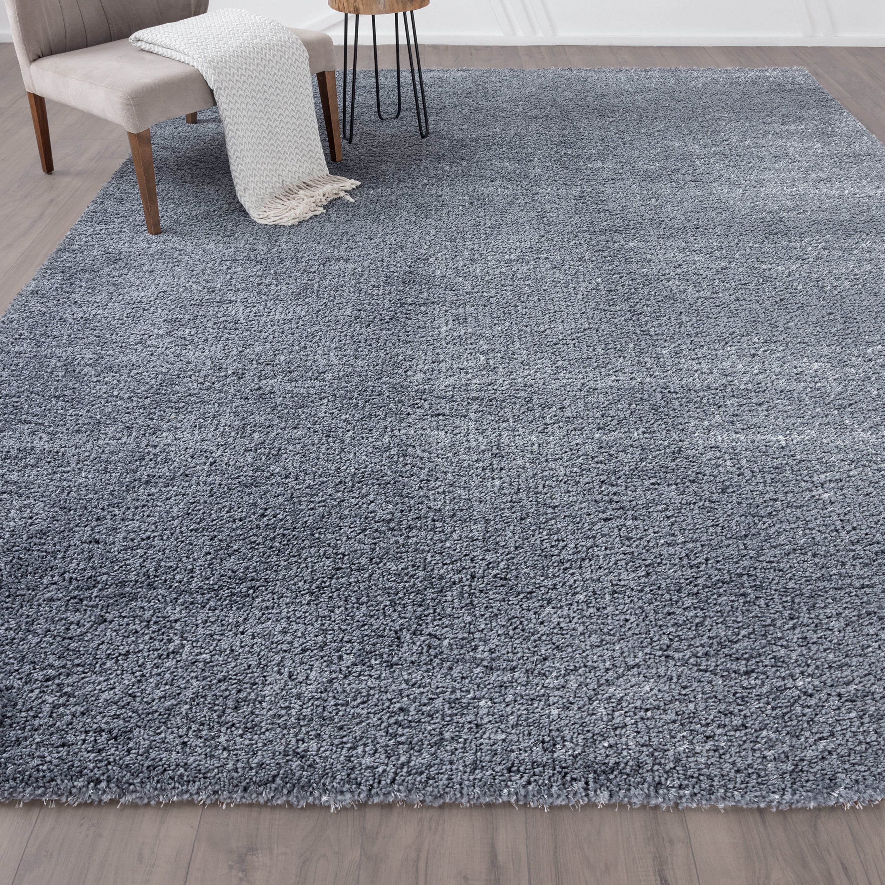 Wembley Shag Transitional Shag Thick Dark Gray Area Rug, 4' x 5 ...