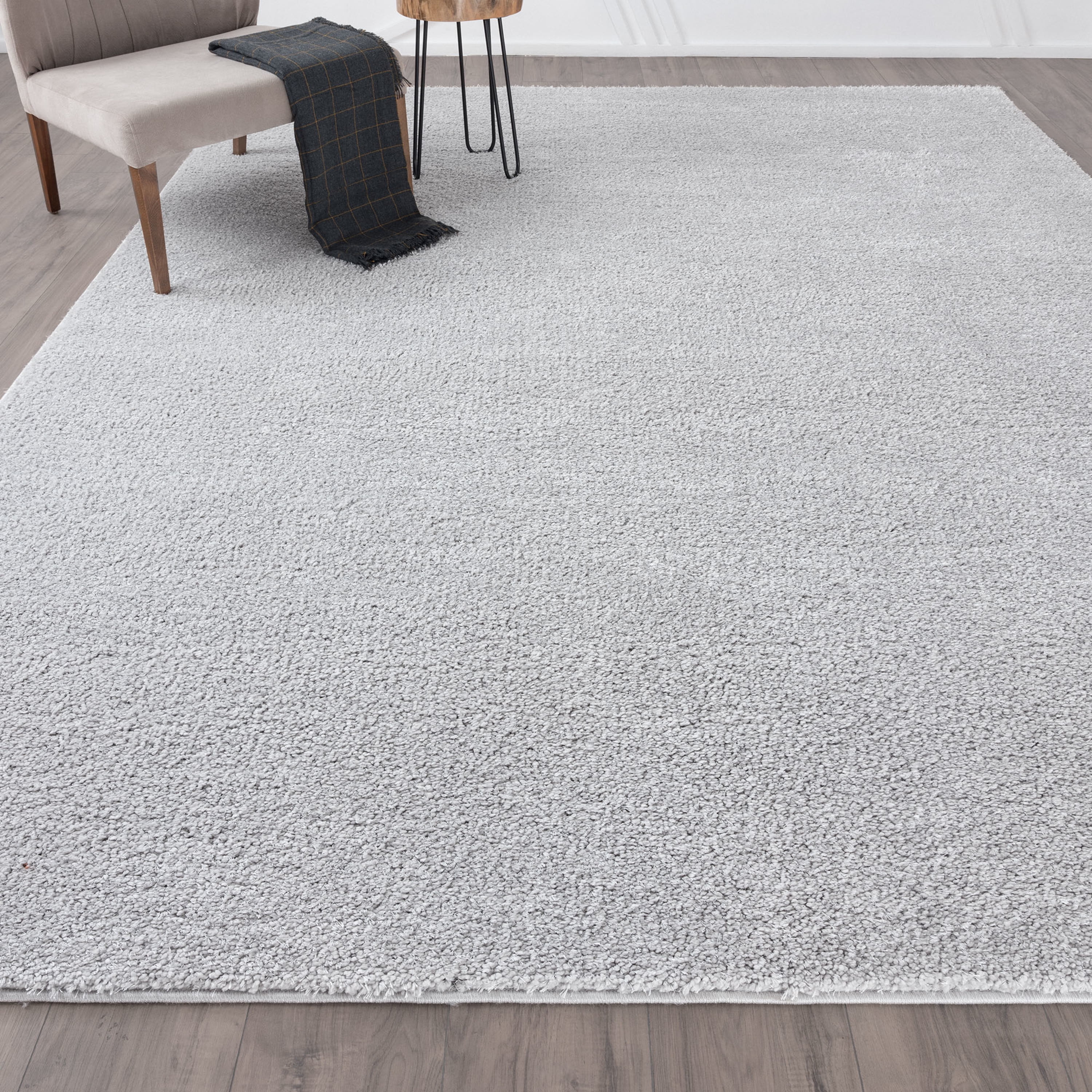 Wembley Shag Transitional Shag Thick Light Gray Area Rug, 4' x 5 ...