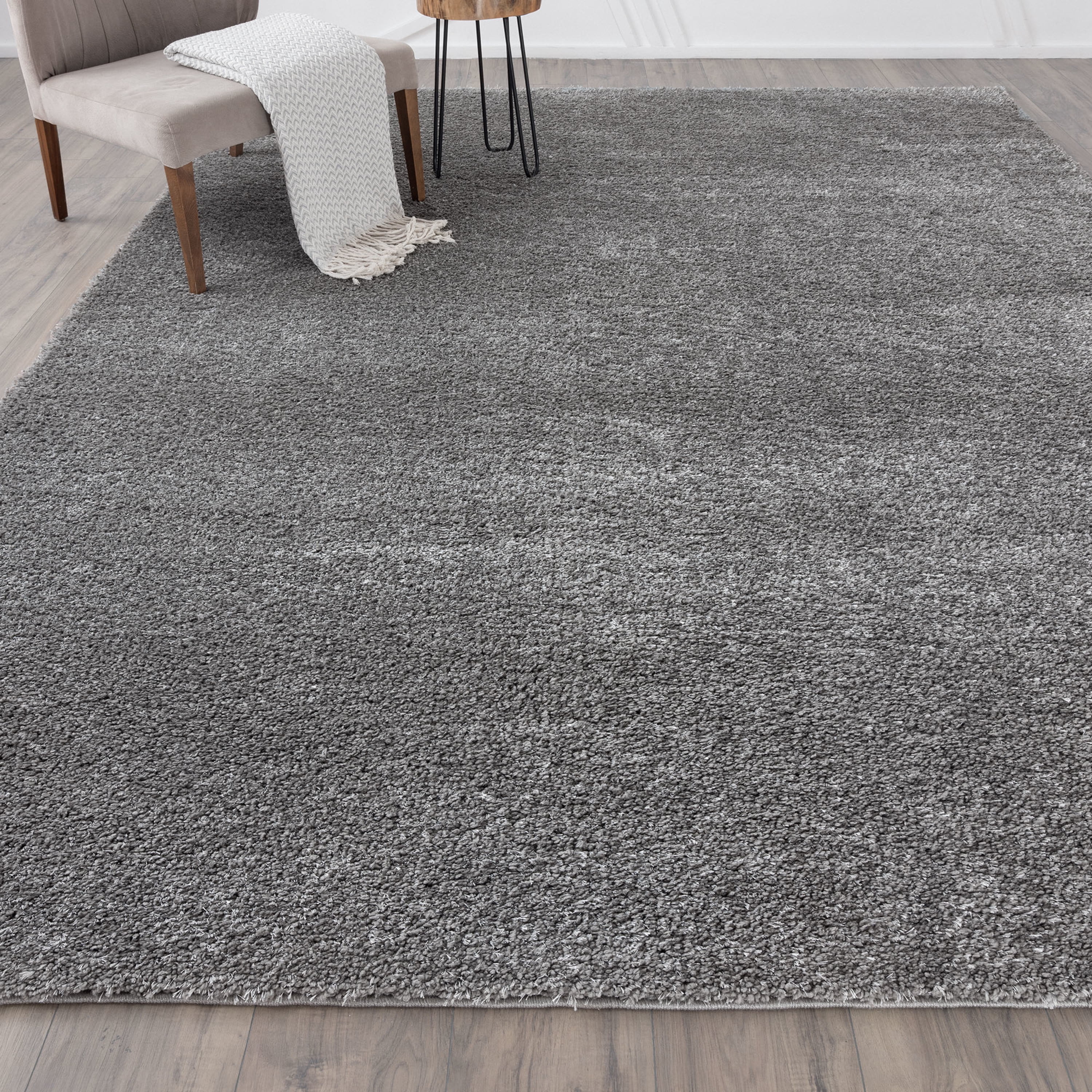 Bliss Rugs Wembley Shag Thick Medium Gray Area Rug 3' x 5' Plush Soft ...
