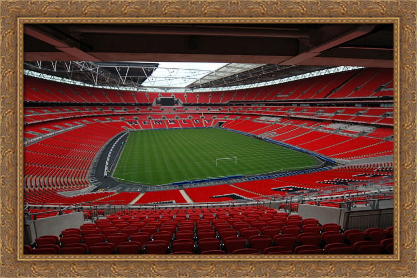Wembley Stadium 40x28 Large Gold Ornate Wood Framed Canvas Art ...