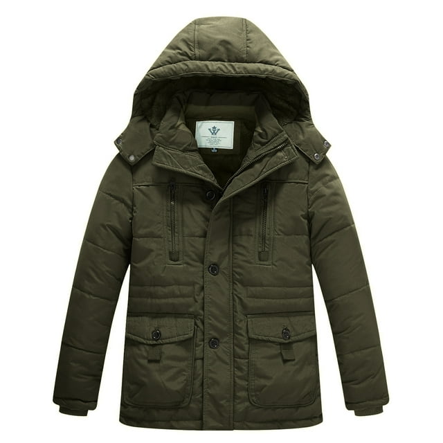 WenVen Boy's Puffer Jacket Thicken Winter Coat Windproof Winter Jacket Green 14/16 - Walmart.com