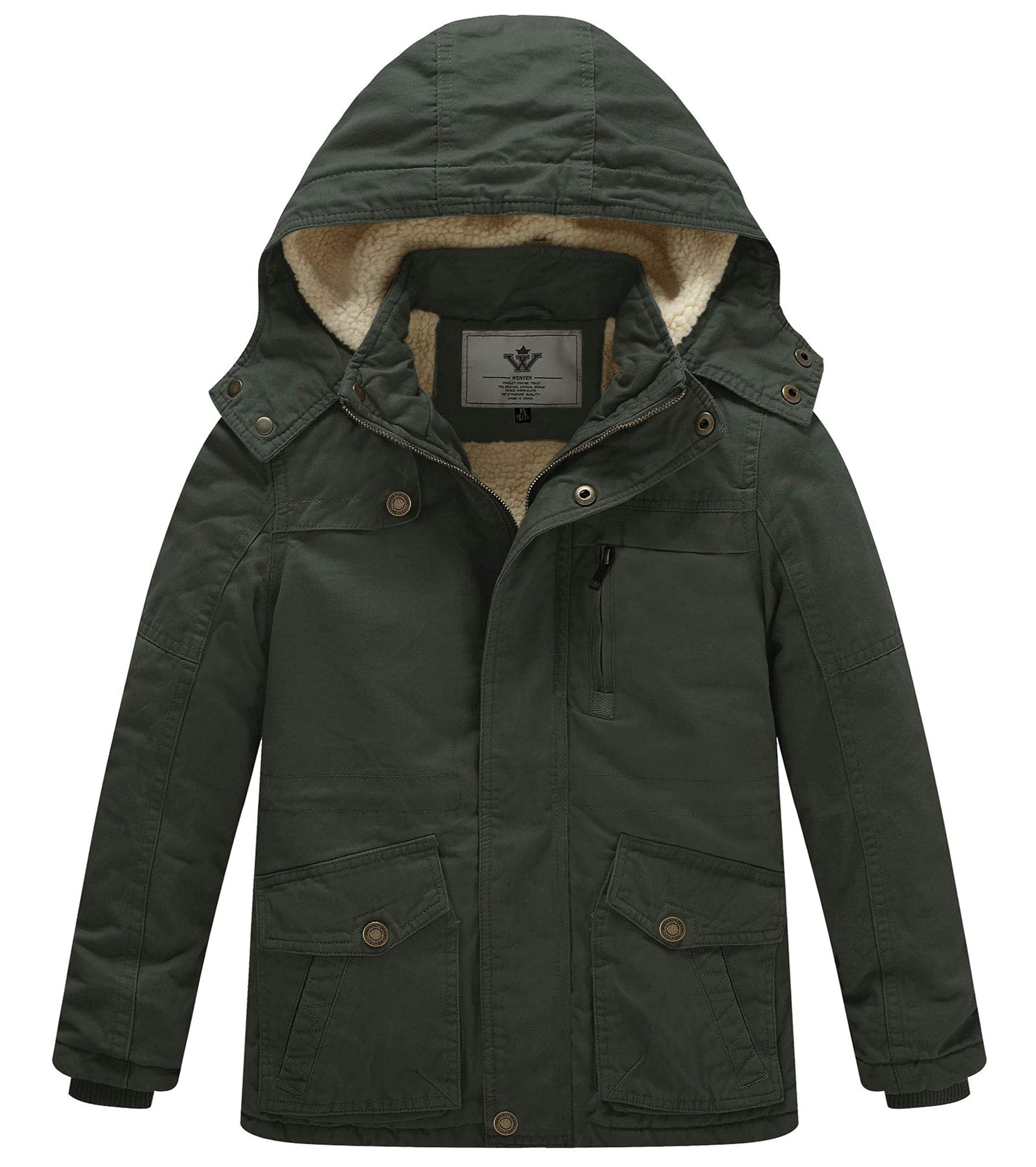 WenVen Little Boy's Winter Parka Coat Thicken Fleece Puffer Coat Hooded ...