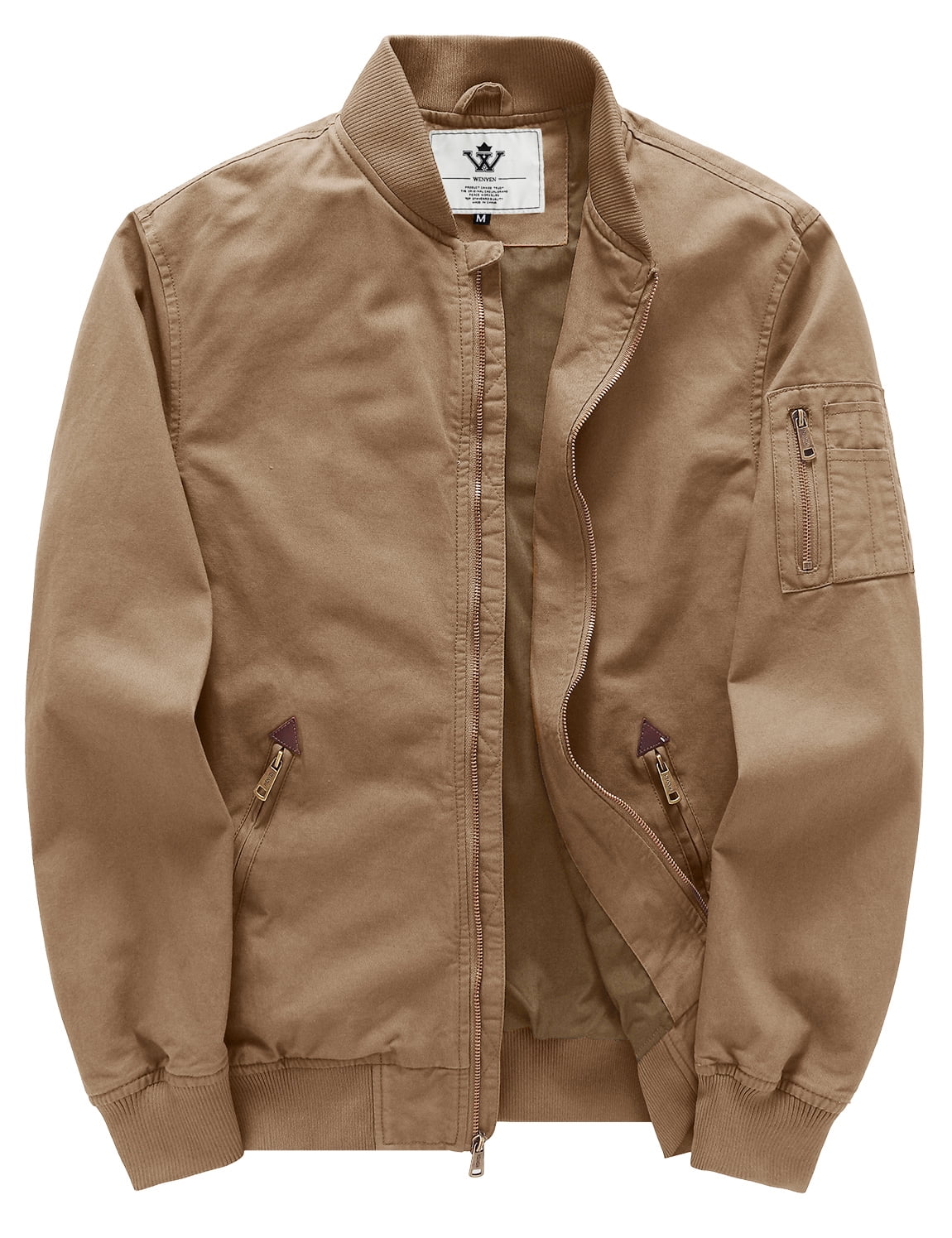 WenVen Men's Big and Tall Bomber Jacket Long Sleeve Windbreaker Jacket ...