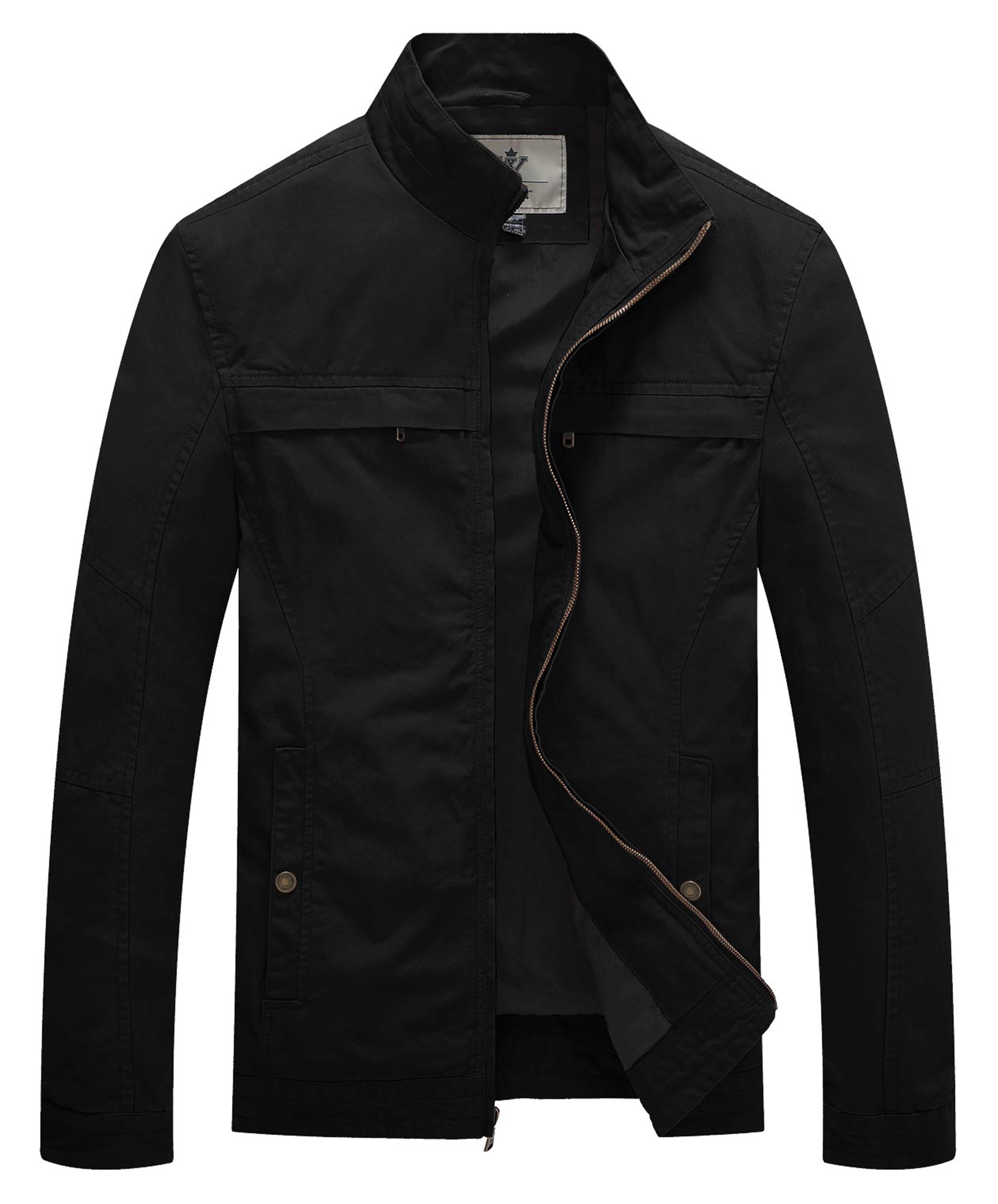 WenVen Men's Big and Tall Jacket Lightweight Cotton Work Jacket Black ...