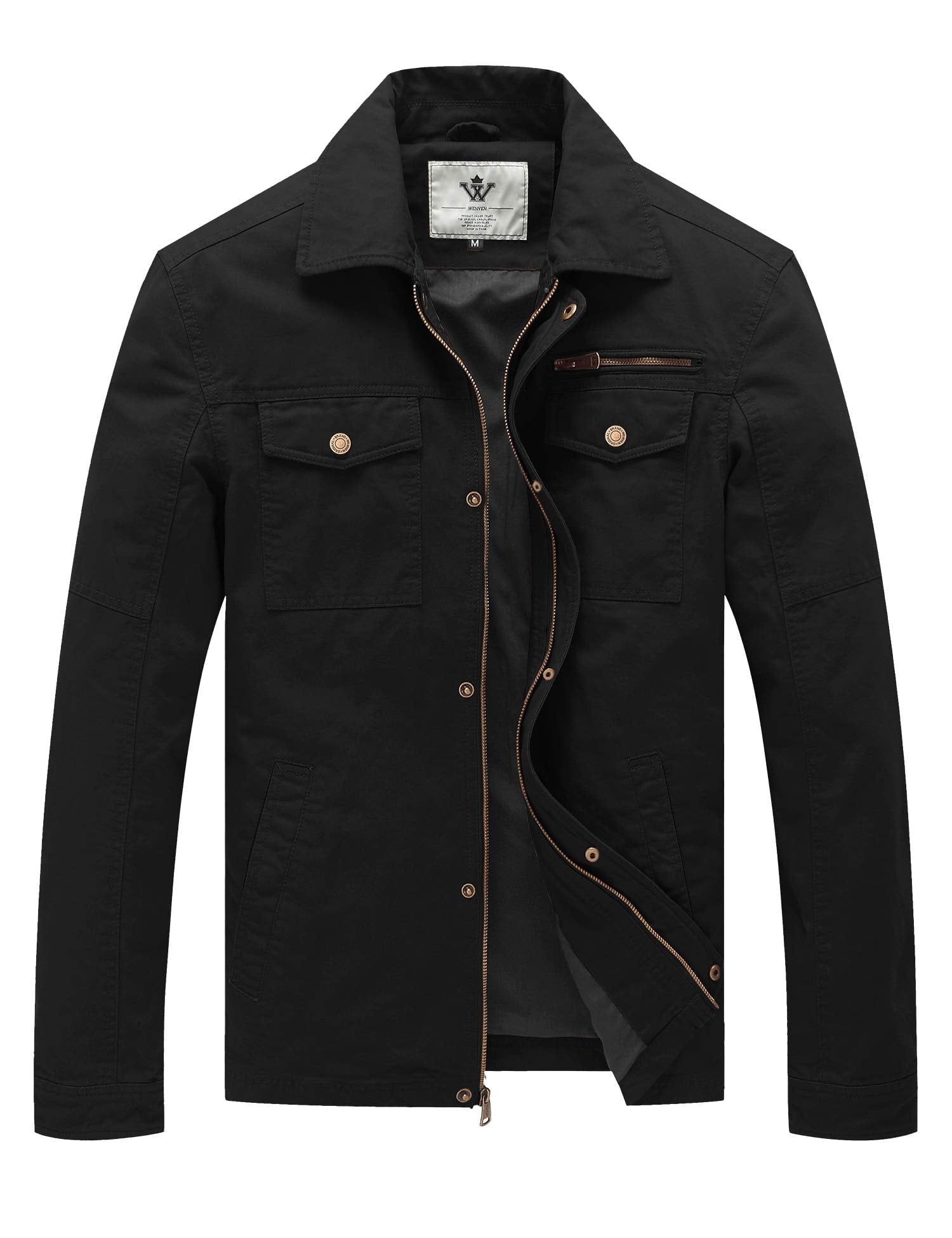 WenVen Men's Casual Work Jacket, Lightweight, Breathable, Black, Big ...