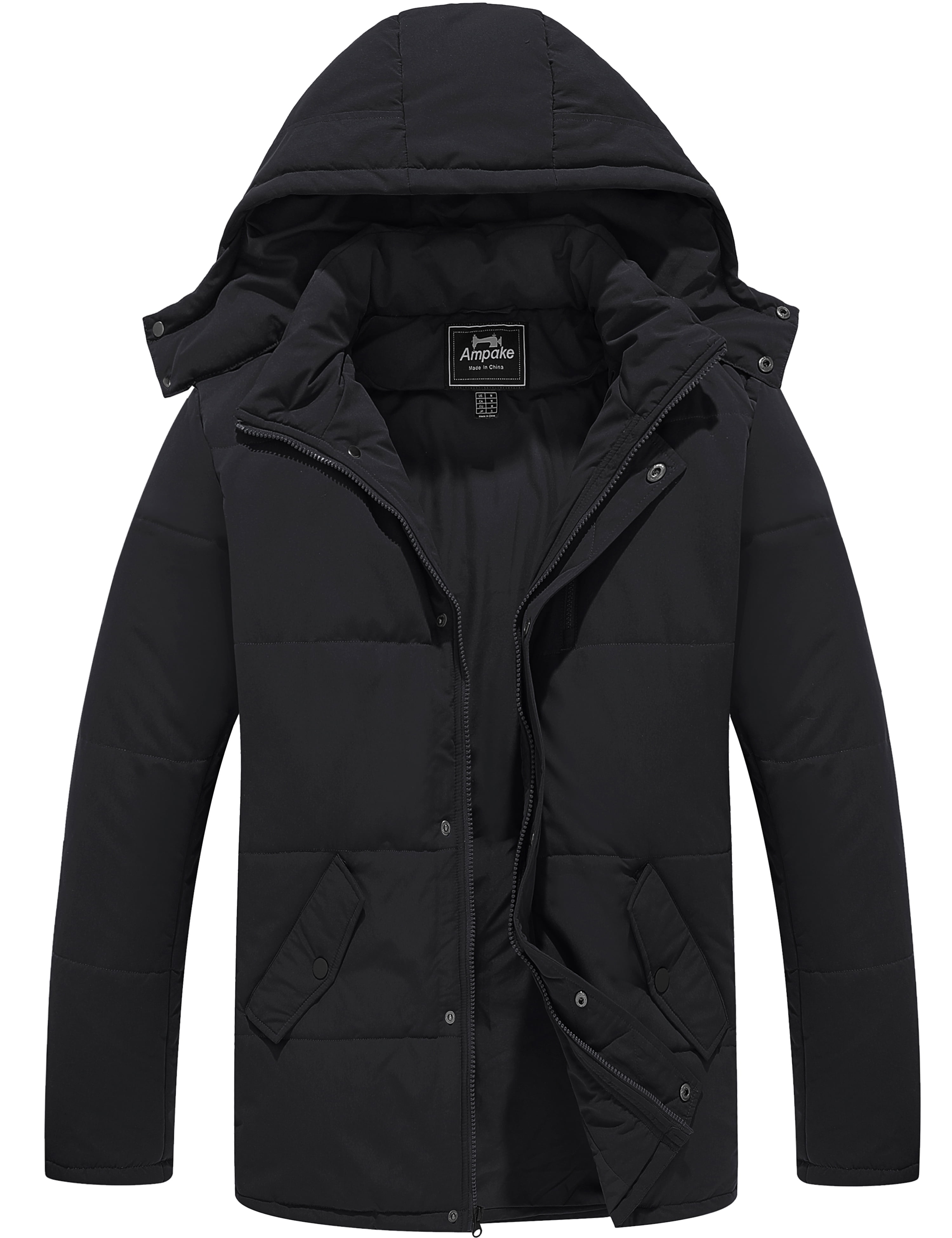 Ampake Men's Winter Coat Warm Puffer Jacket Windproof Winter Coat with ...