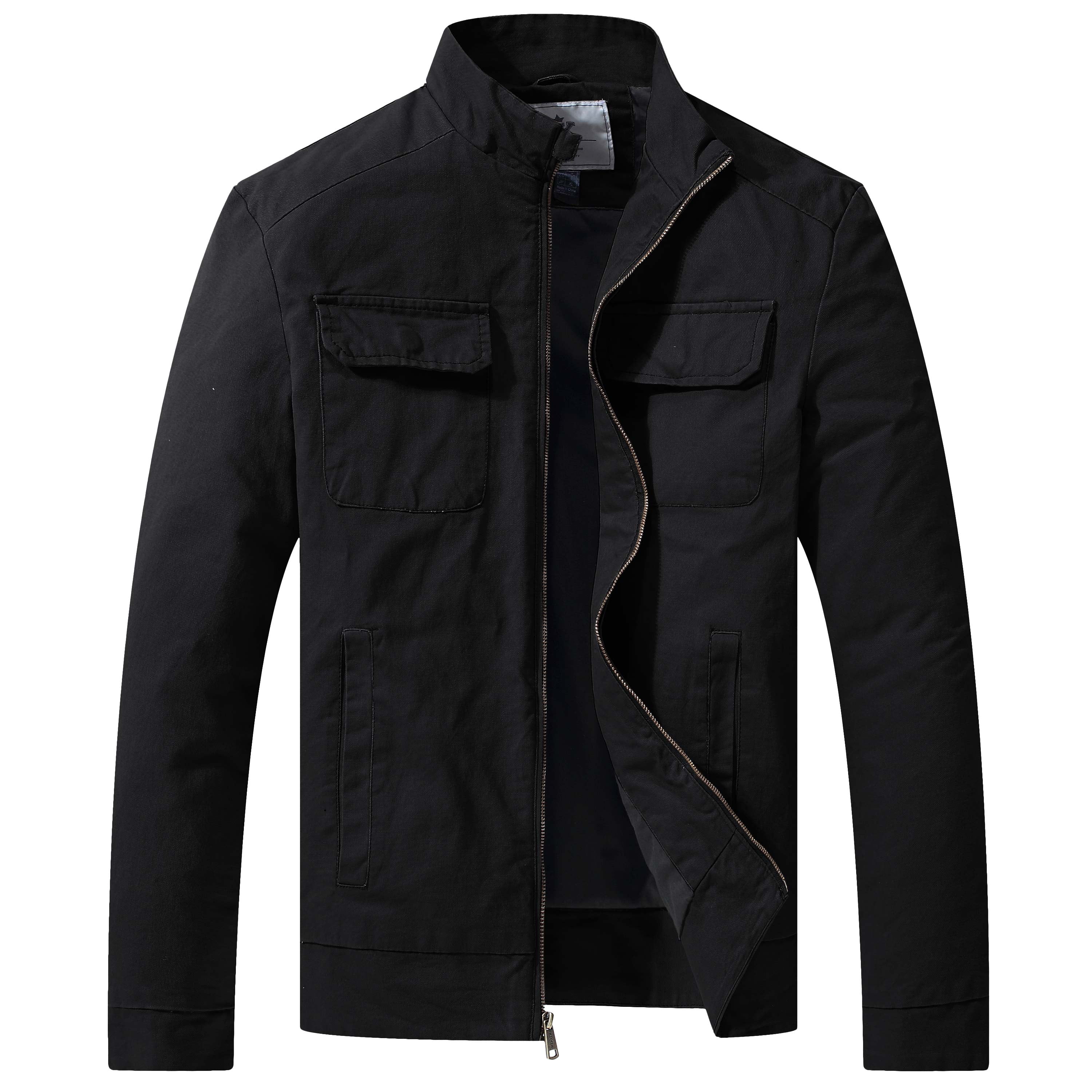 WenVen Men's Fall Cotton Jacket Lightweight Long Sleeve Utility Jacket ...