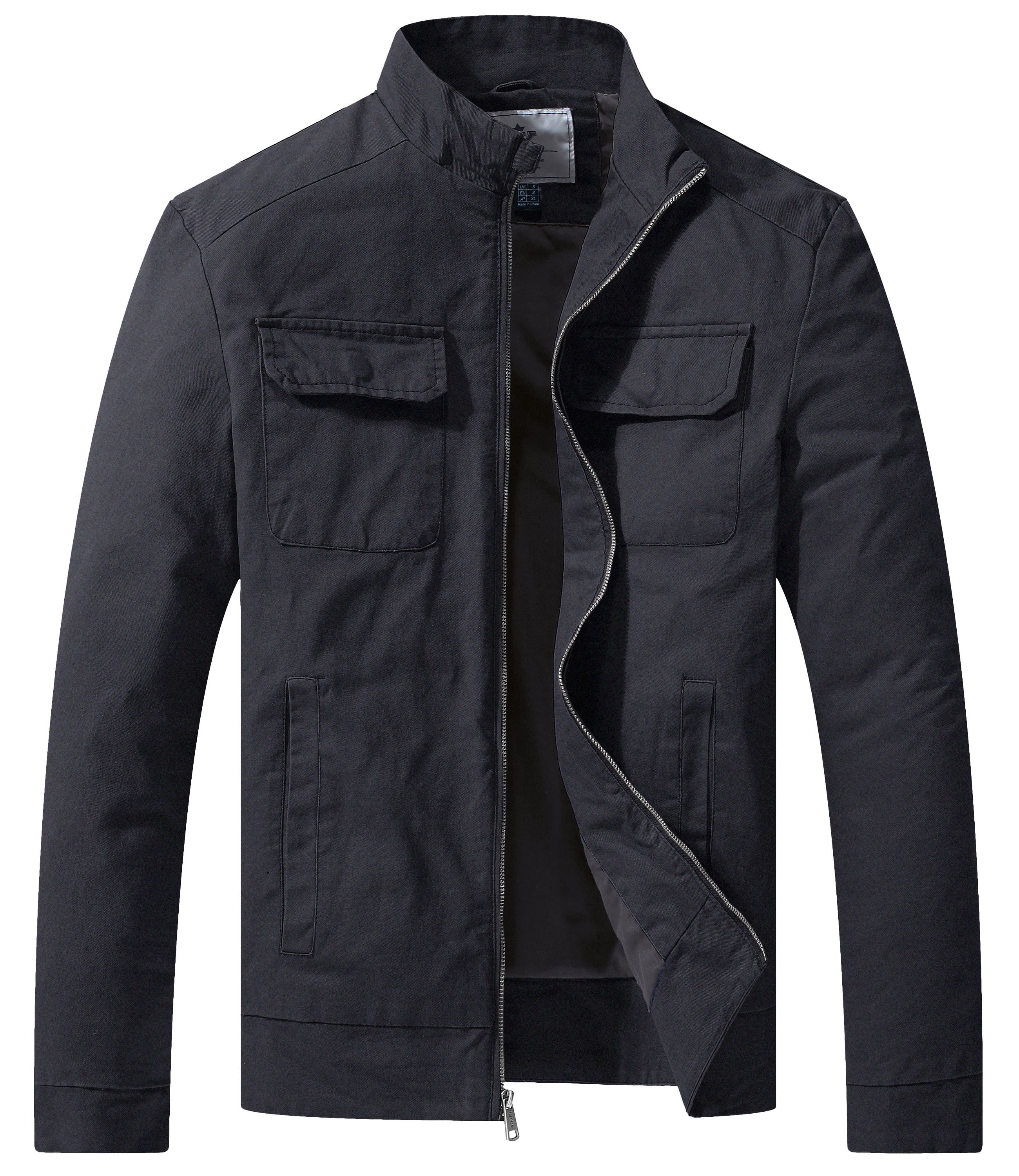 WenVen Men's Fall Cotton Jacket Lightweight Long Sleeve Work Jacket ...
