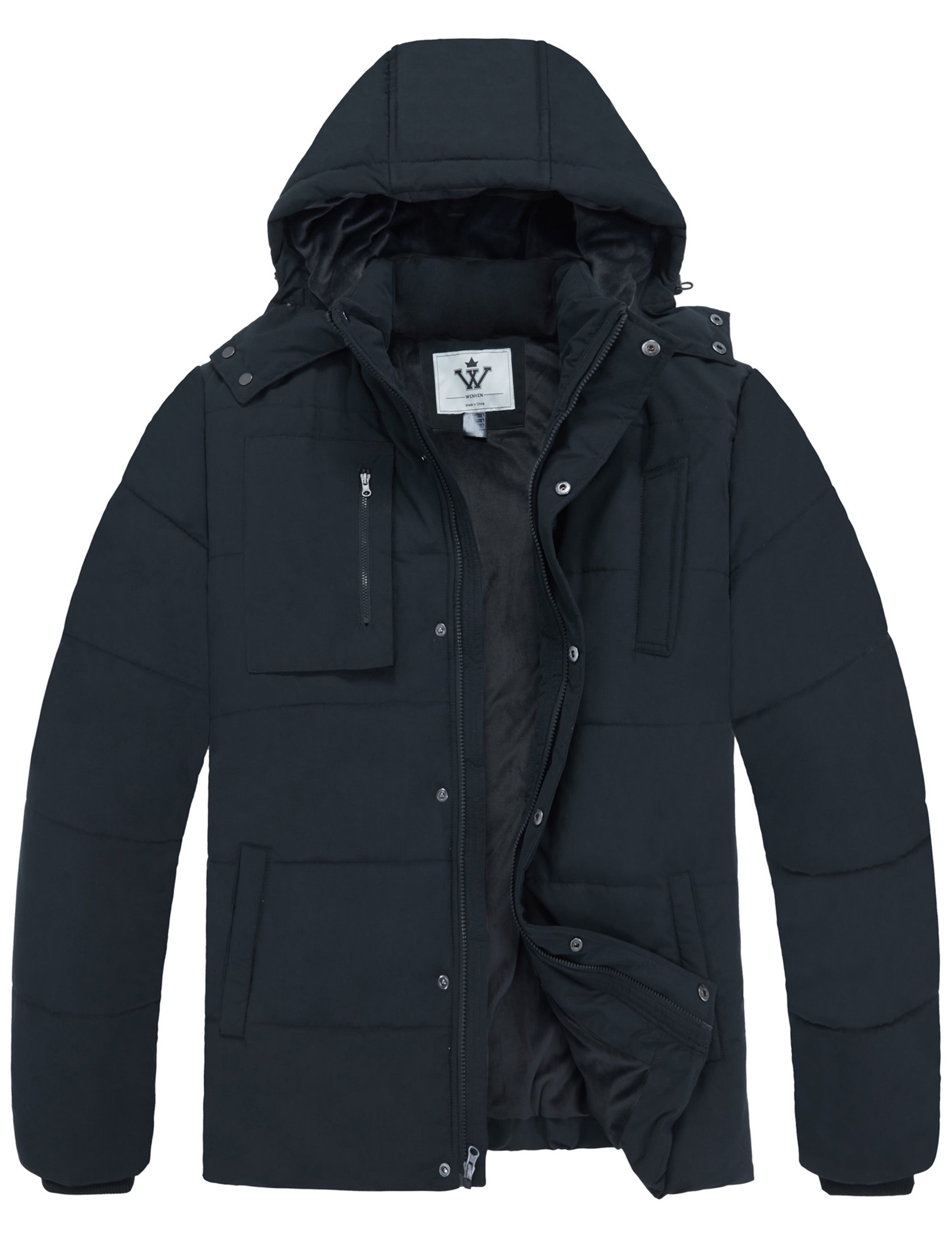 WenVen Men's Winter Coat Puffer Jacket Thicken Hooded Waterproof Coat ...