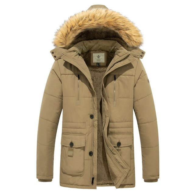 WenVen Men's Insulated Puffer Jacket, Waterproof Winter Parka Coat with ...