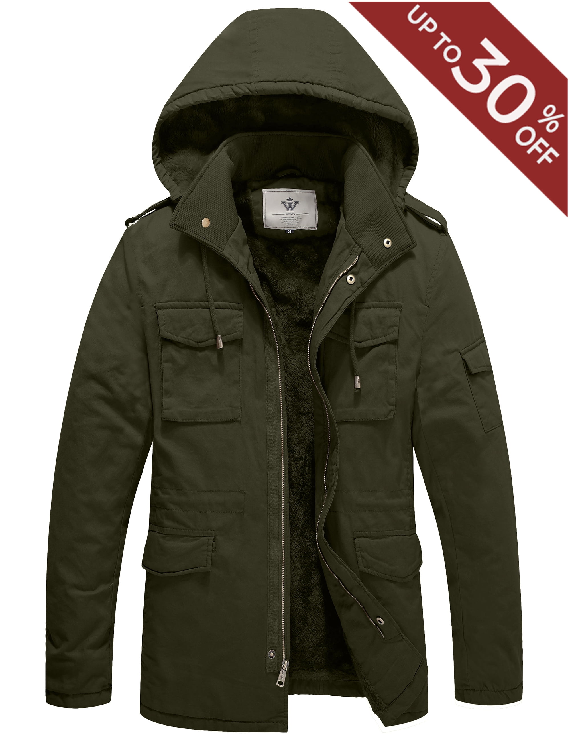 WenVen Men's Weatherproof Winter Puffer Jacket, Warm Hooded Parka Coat ...