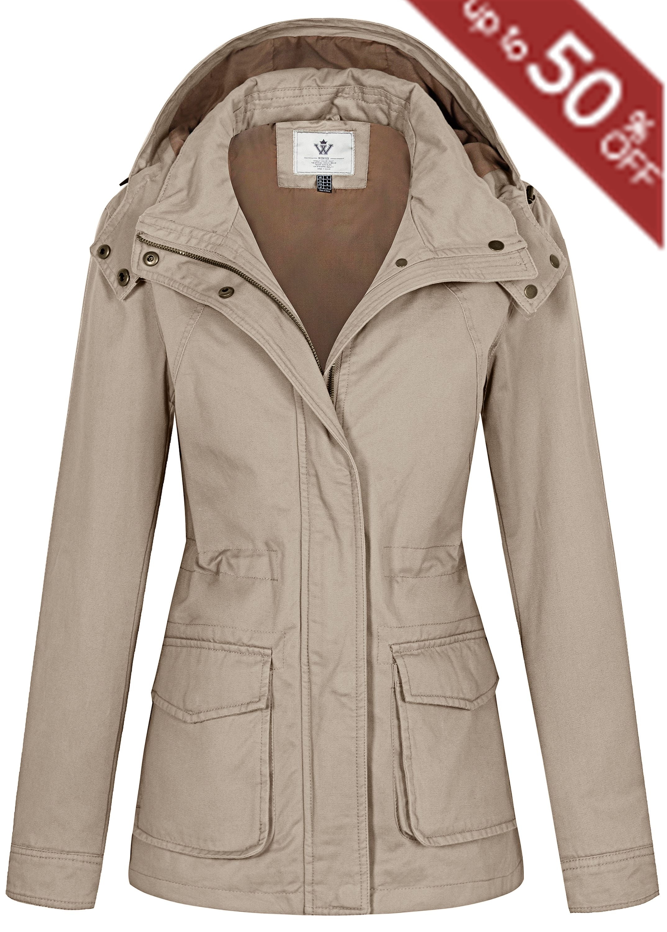 WenVen Women's Spring Anorak Jacket Long Sleeve Windproof Hooded ...