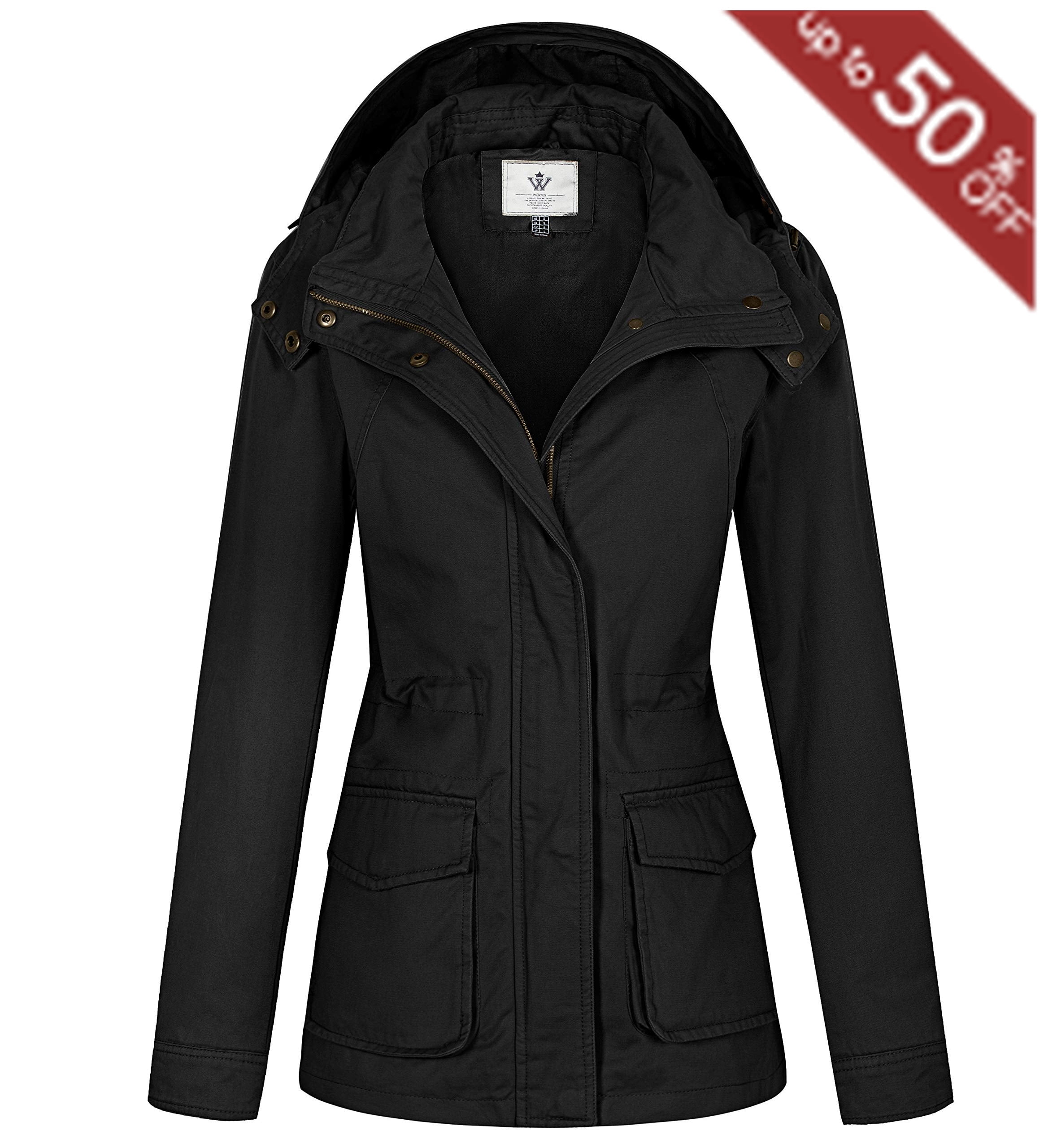 WenVen Women's XL Black Lightweight Anorak Jacket with Inside Pockets ...