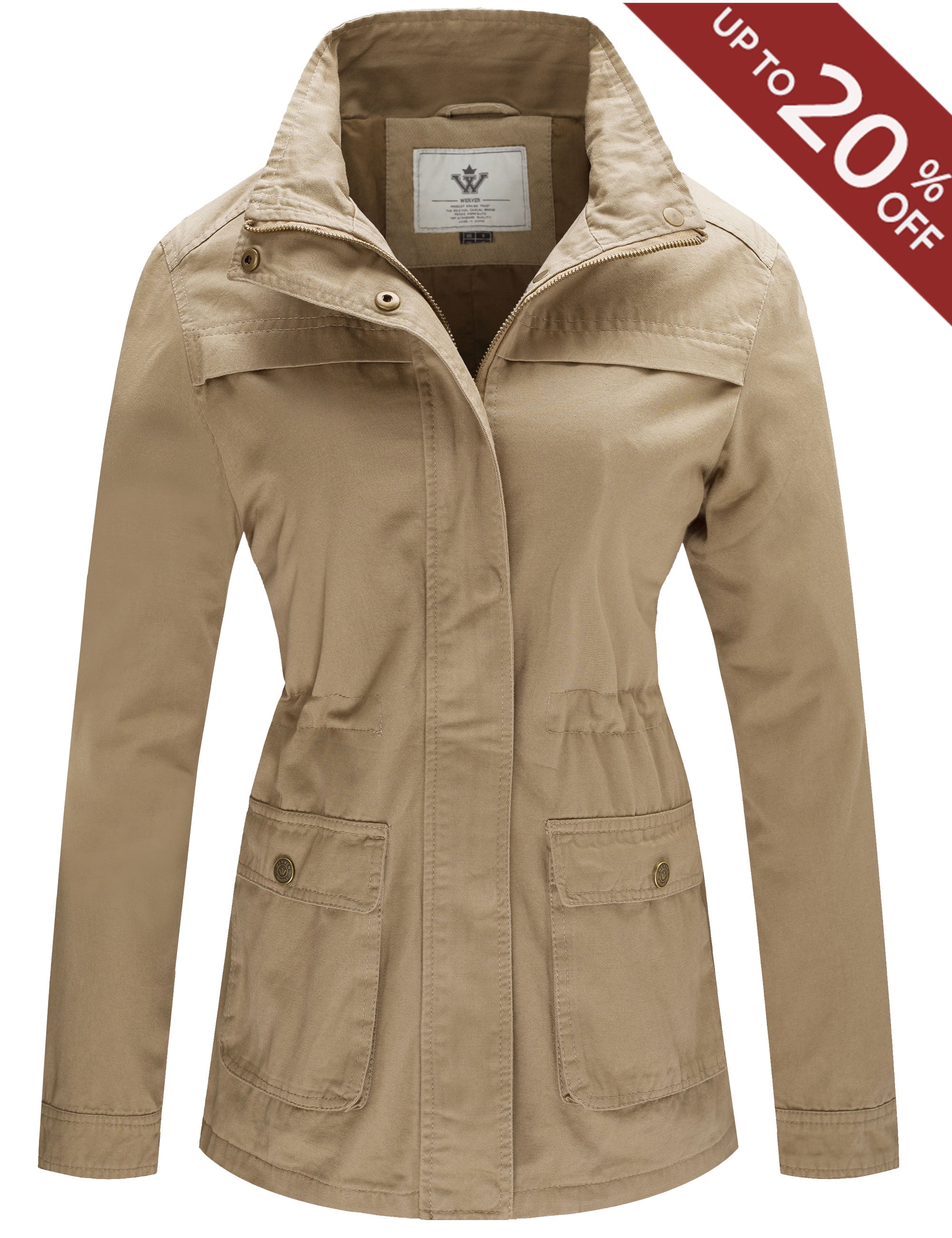 Free Shipping! WenVen Women's Cotton Anorak Jacket Canvas Long Sleeve ...