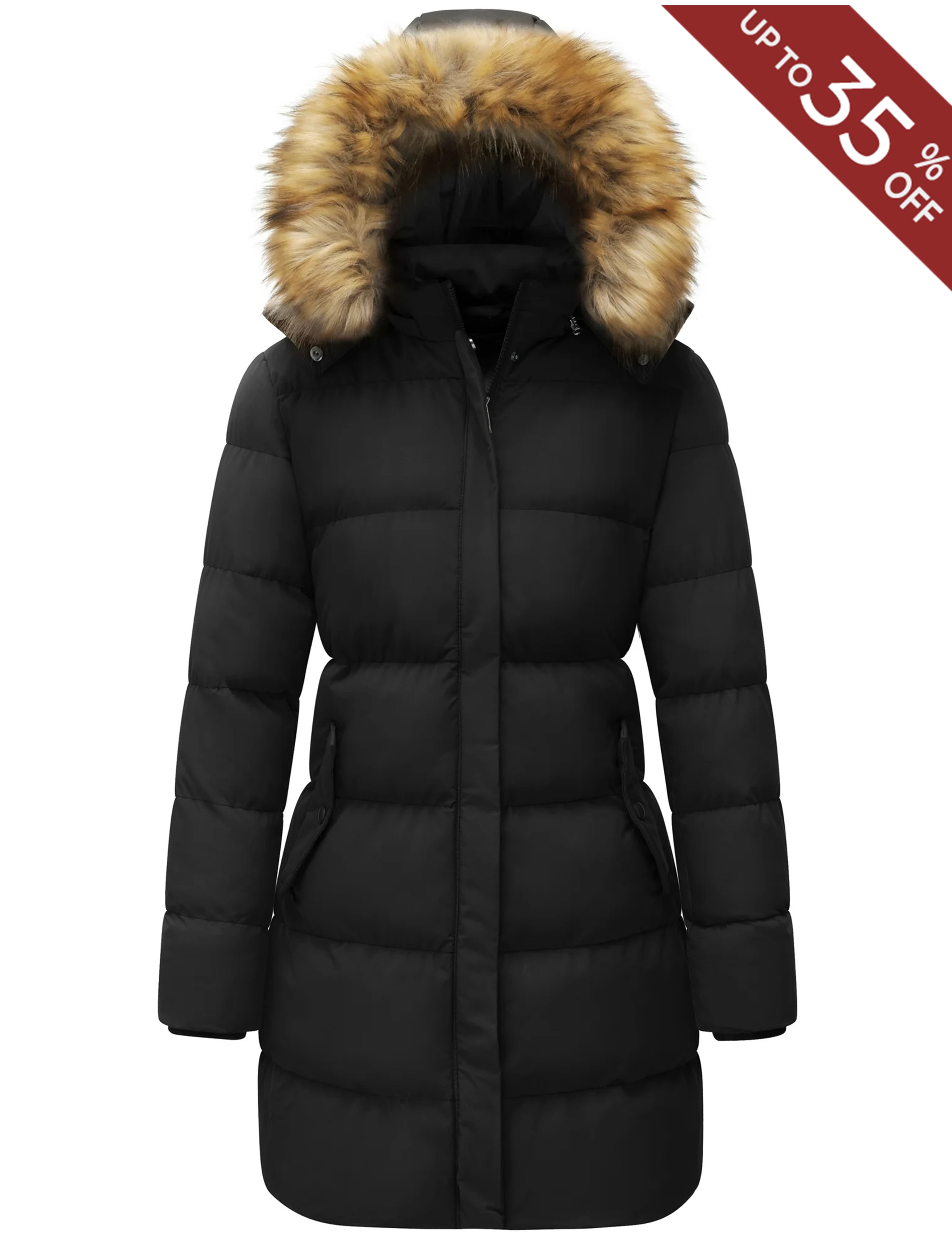 WenVen Women's Slimming Long Plus Size Winter Puffer Coat with Hood ...