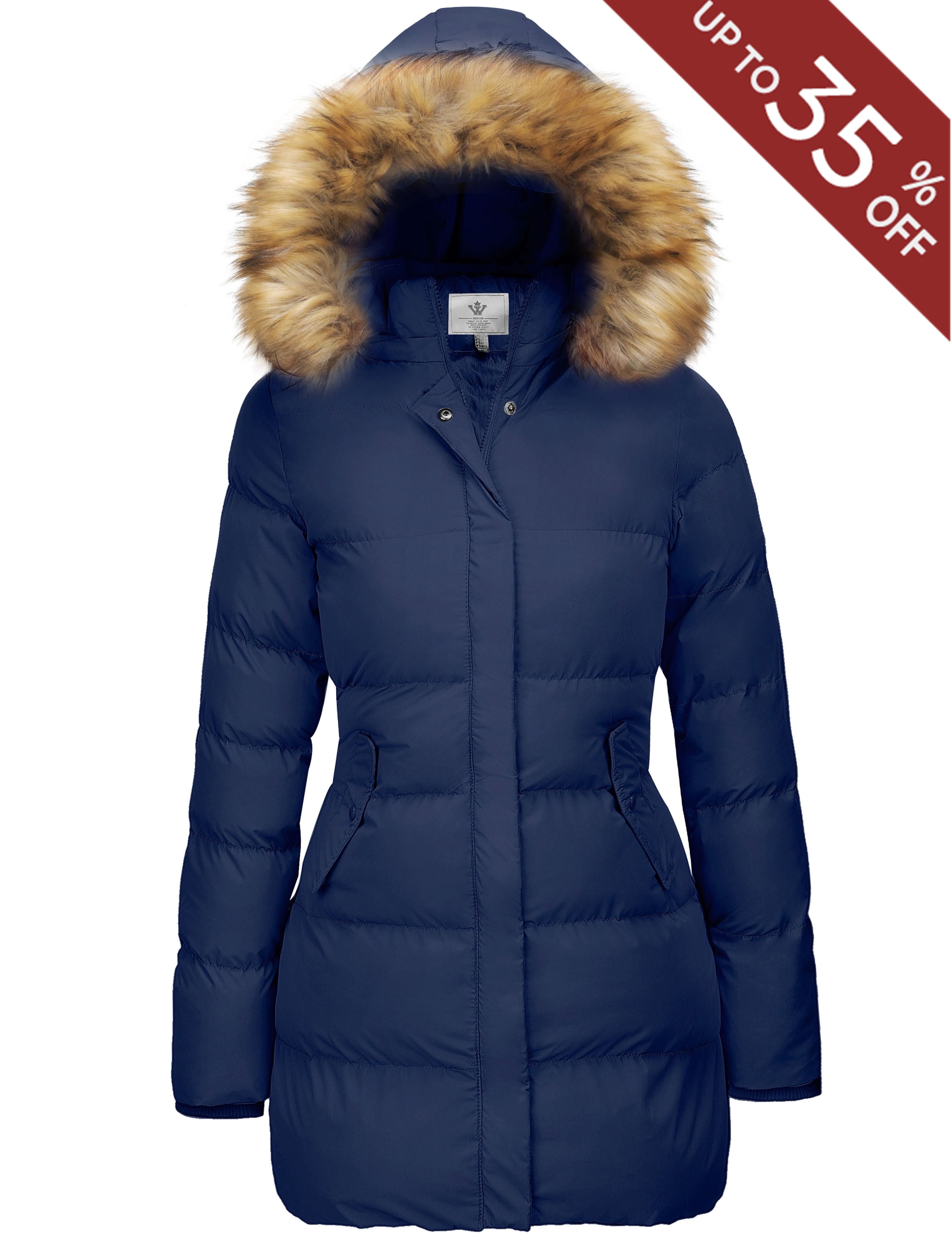 WenVen Women's Slimming Long Warm Waterproof Winter Puffer Coat with ...