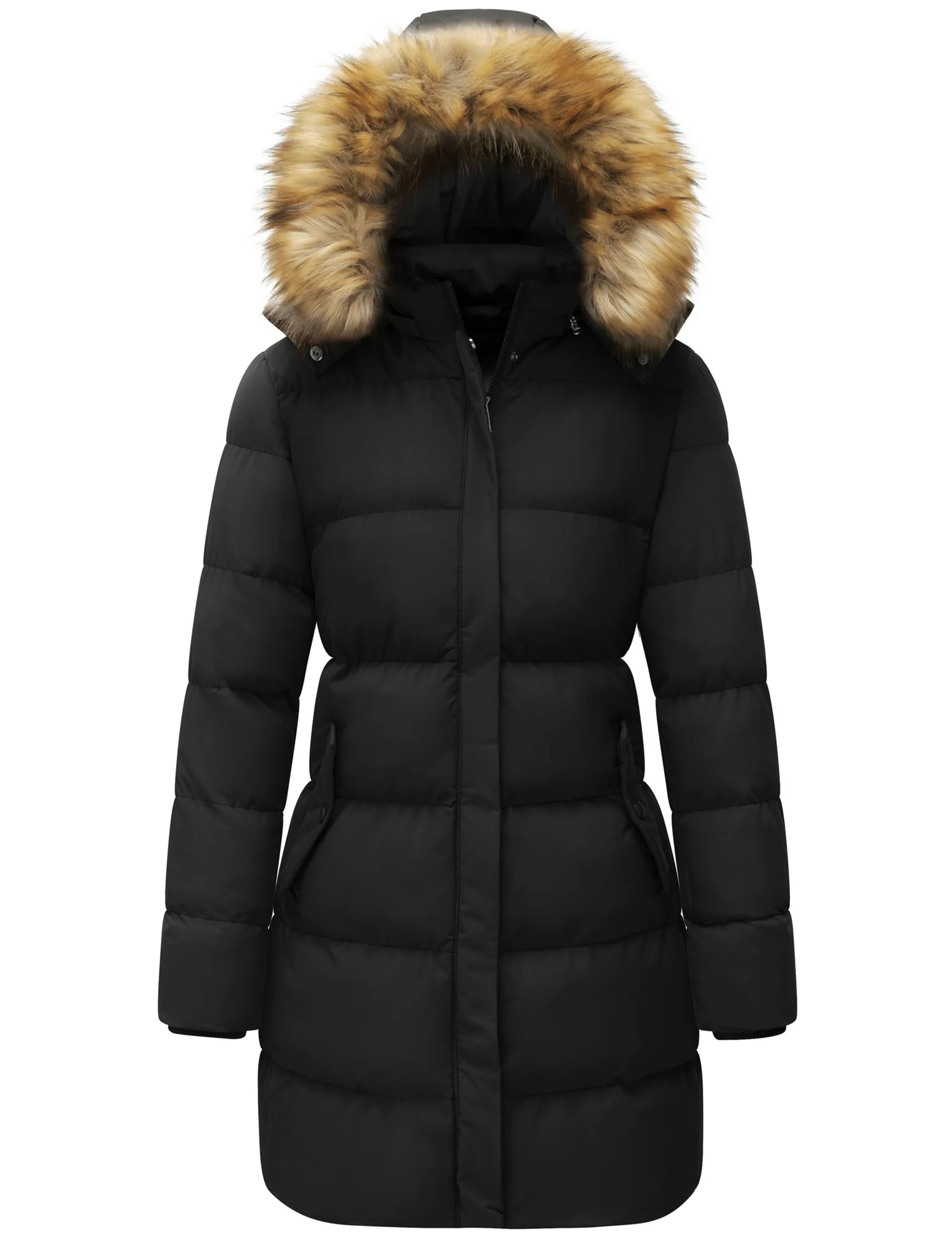 WenVen Women's Slimming Long Winter Puffer Jacket with Detachable Hood ...