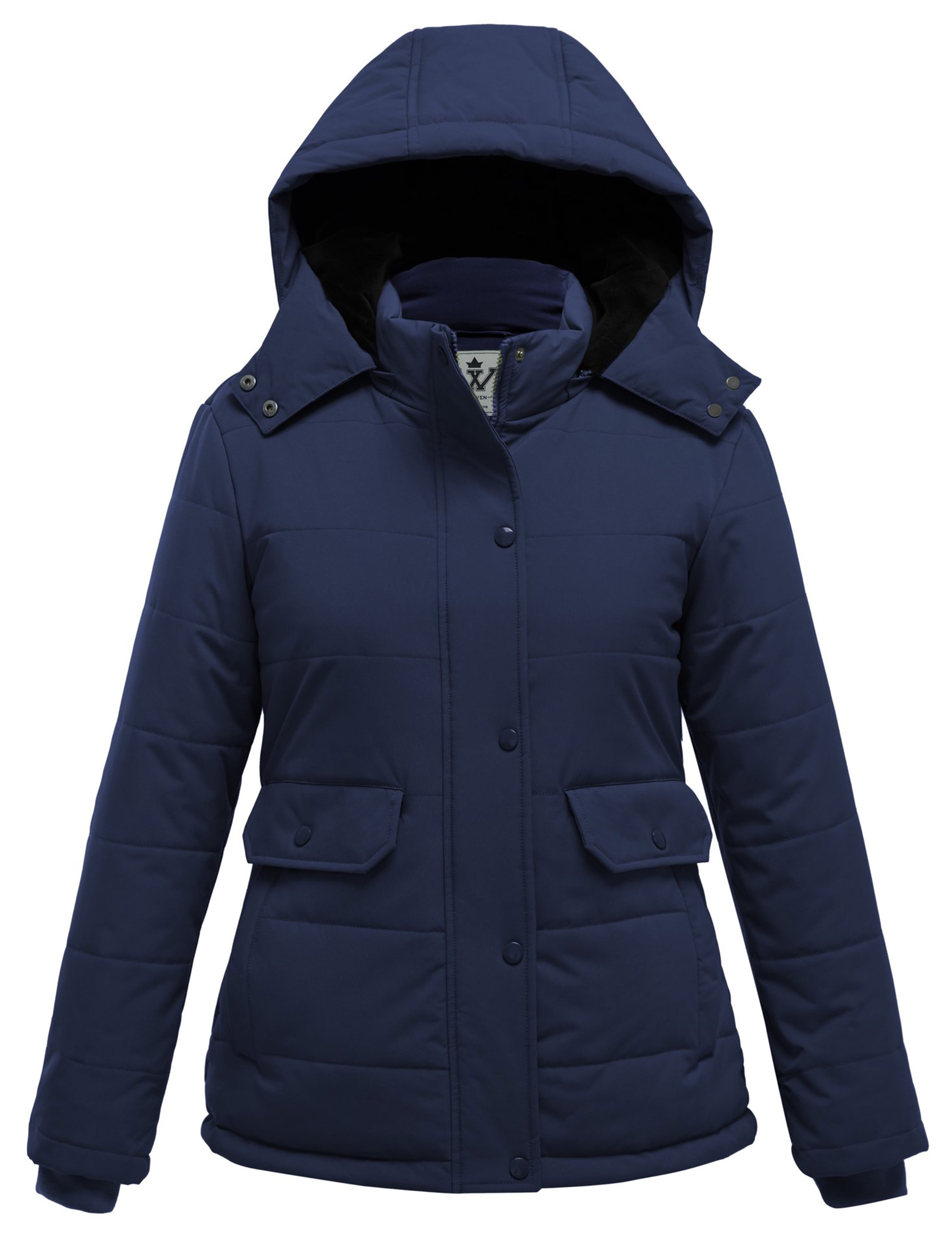 WenVen Women's Winter Jackets Padded Windbreaker Hooded Puffer Jacket ...