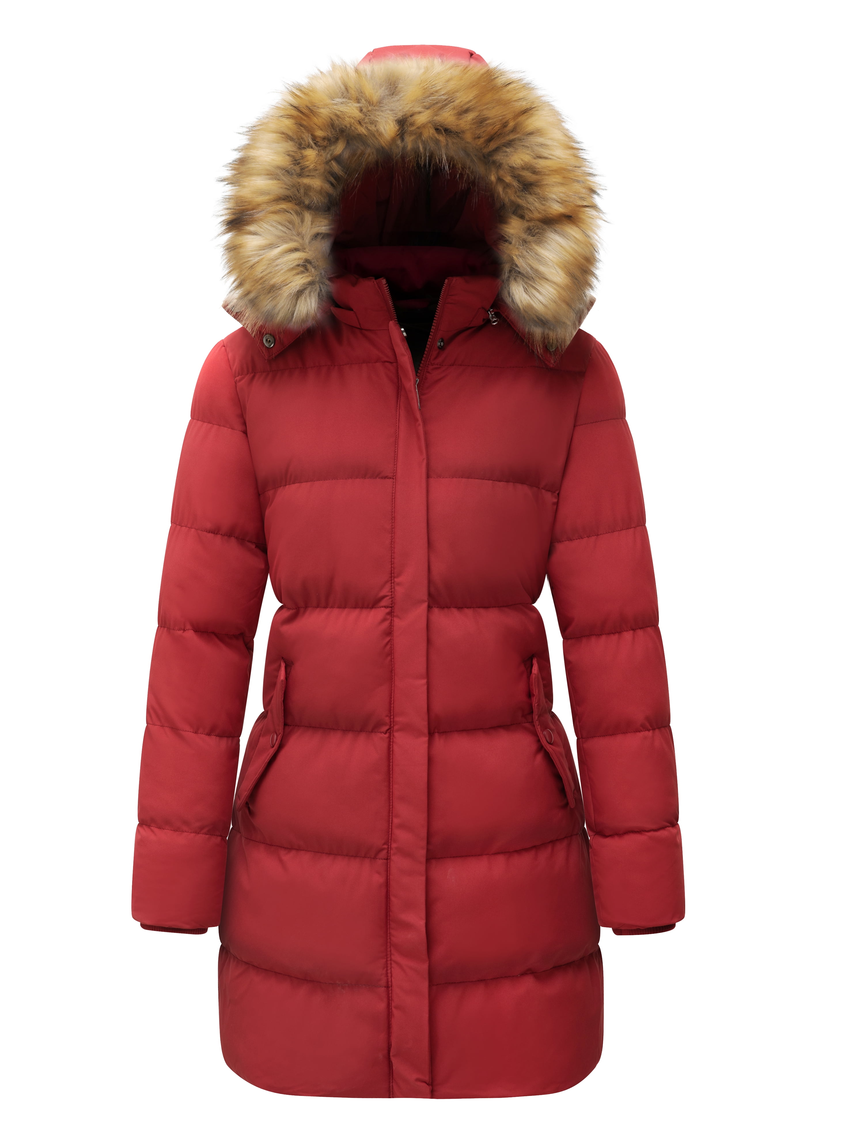 Wenven Womens Winter Coat Waterproof Puffer Jacket Hooded Winter Jacket Red Xl