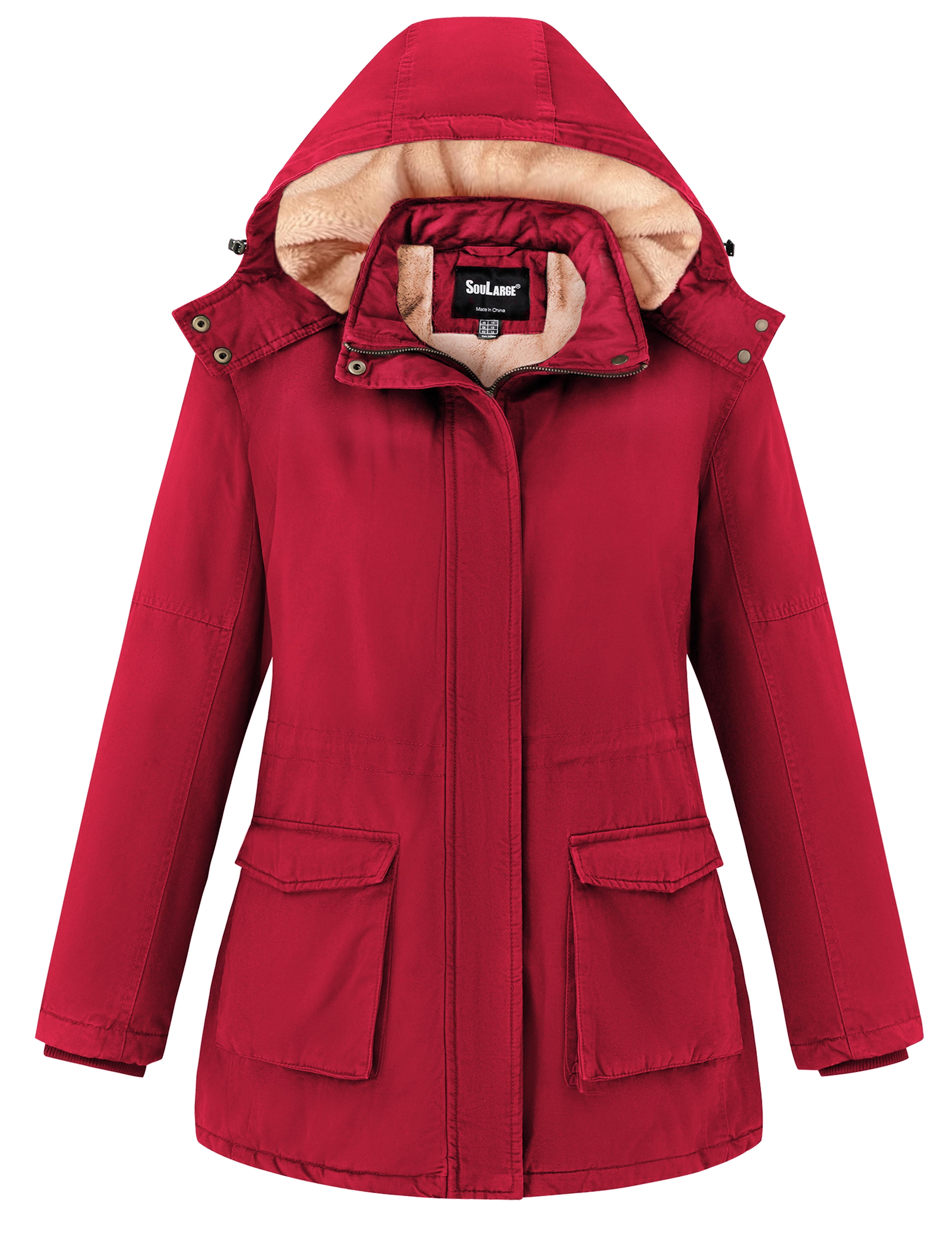 Soularge Women's Plus Size Warm Hooded Casual Winter Fleece Puffer ...