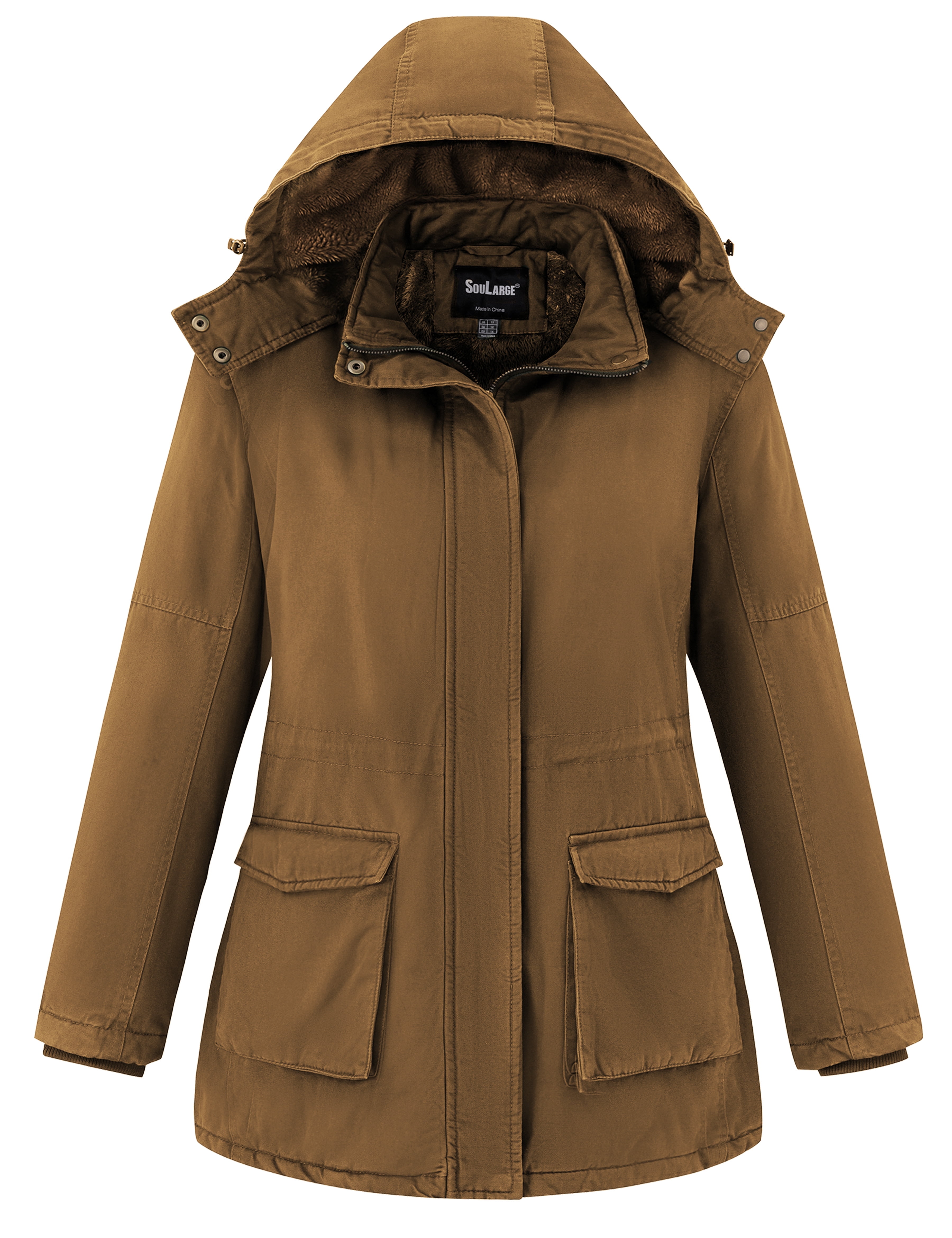 Soularge Women's Plus Size Winter Coat Windproof Jacket with Removable ...