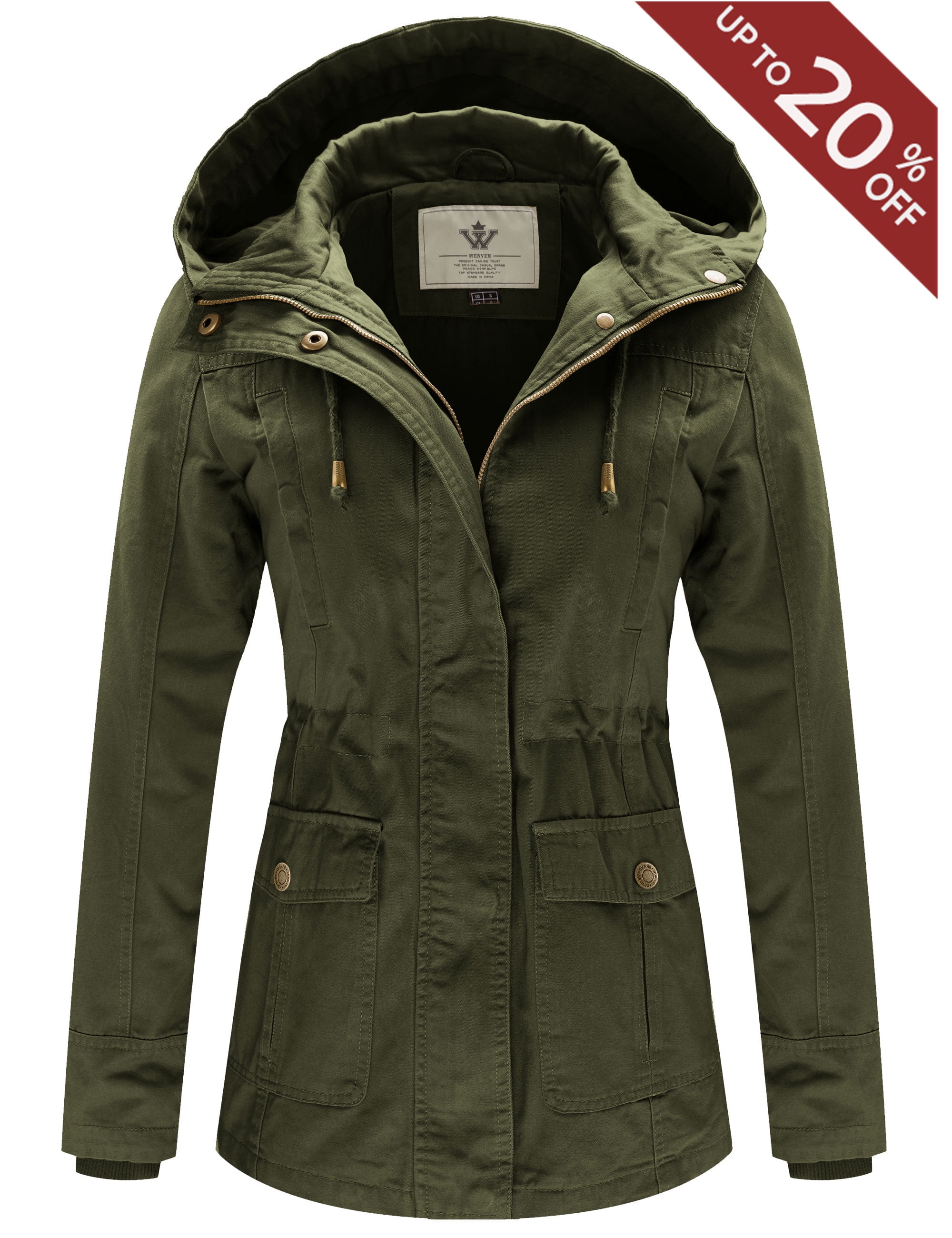 WenVen Women's Anorak Jacket, Lightweight, Zip Up, Hooded, Long Sleeve ...