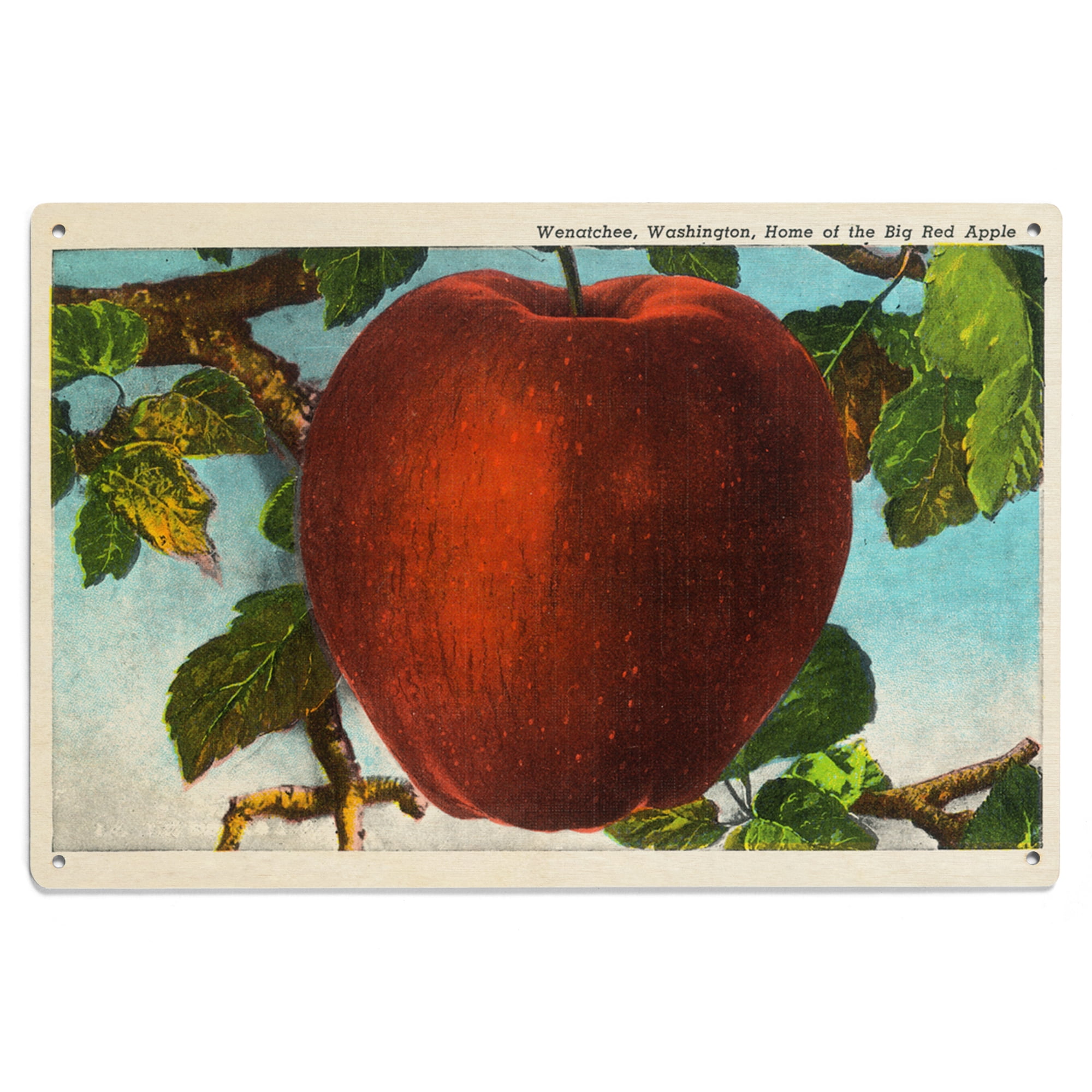 Wenatchee, Washington, Home of the Big Red Apple Birch Wood Wall Sign ...