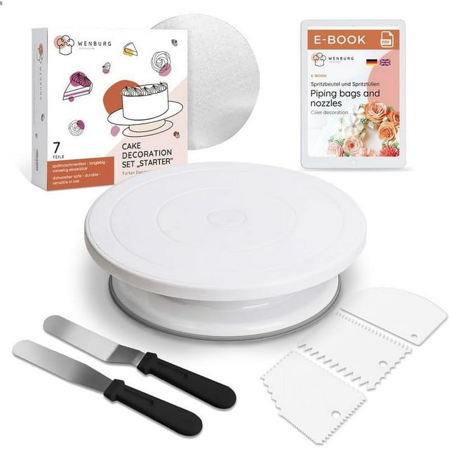 Wenburg Cake Turntable for Decorating - Cake Decorating Kit with ...