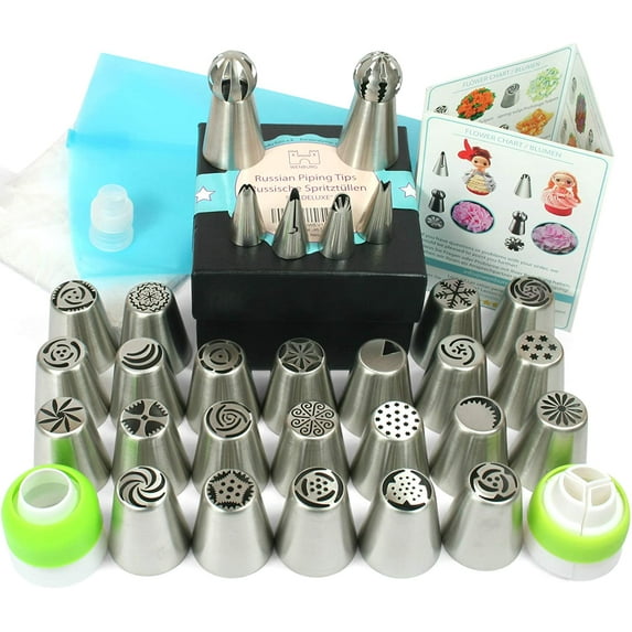 Wenburg Russian Piping Tips Set - Cupcake Decorating Kit - 25 Large & 4 ...