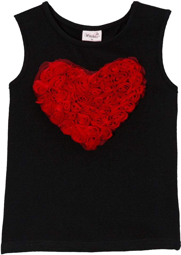 Wenchoice Black & Red Rose Heart Tank Girl's XL(7T-8T) - Walmart.com