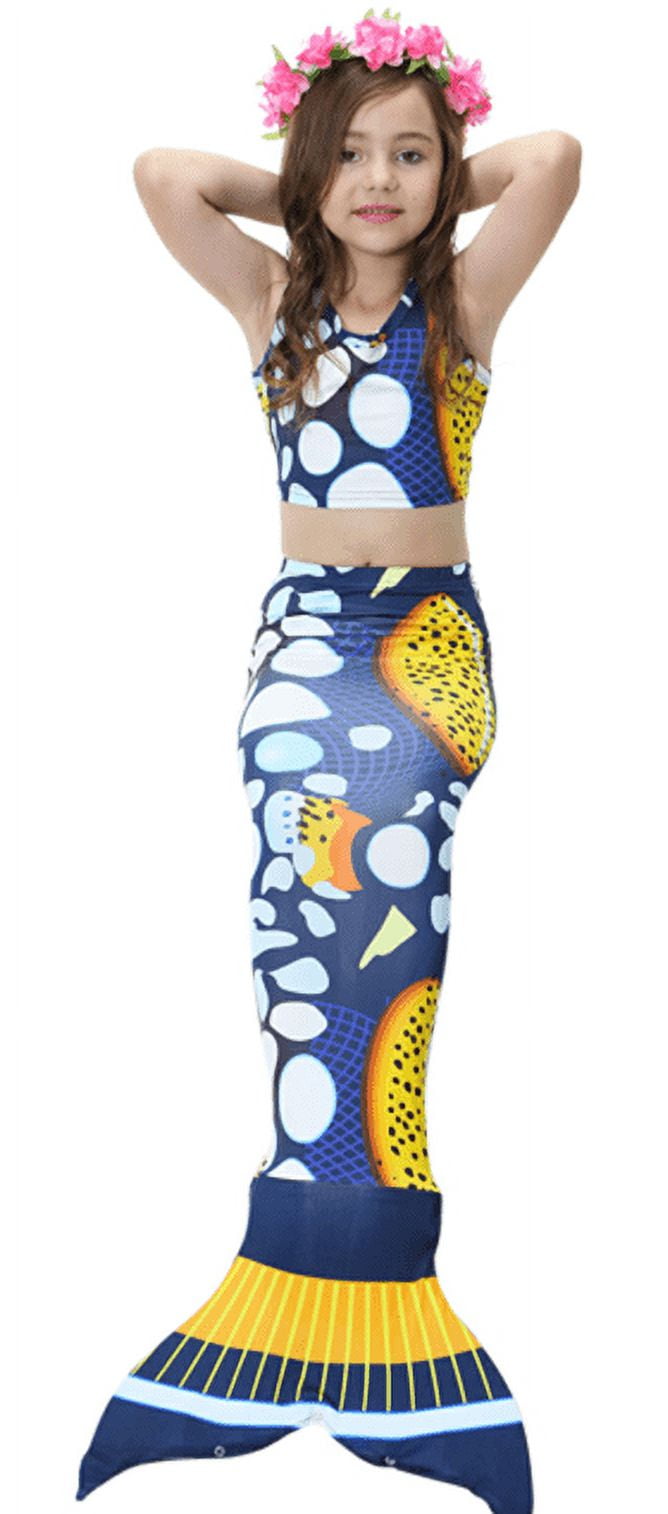 Wenchoice Blue Yellow Mermaid Tail 3 Pieces Swimming Suit 1 L(5-6Y ...