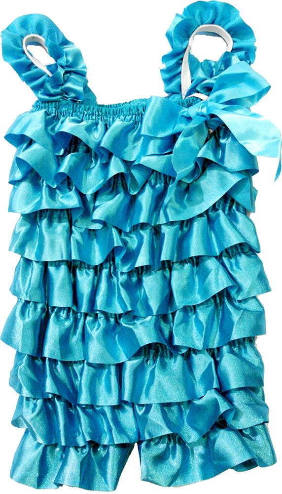 Wenchoice Girl'S Turquoise Satin Ruffle Romper M(1T-2T) - Walmart.com