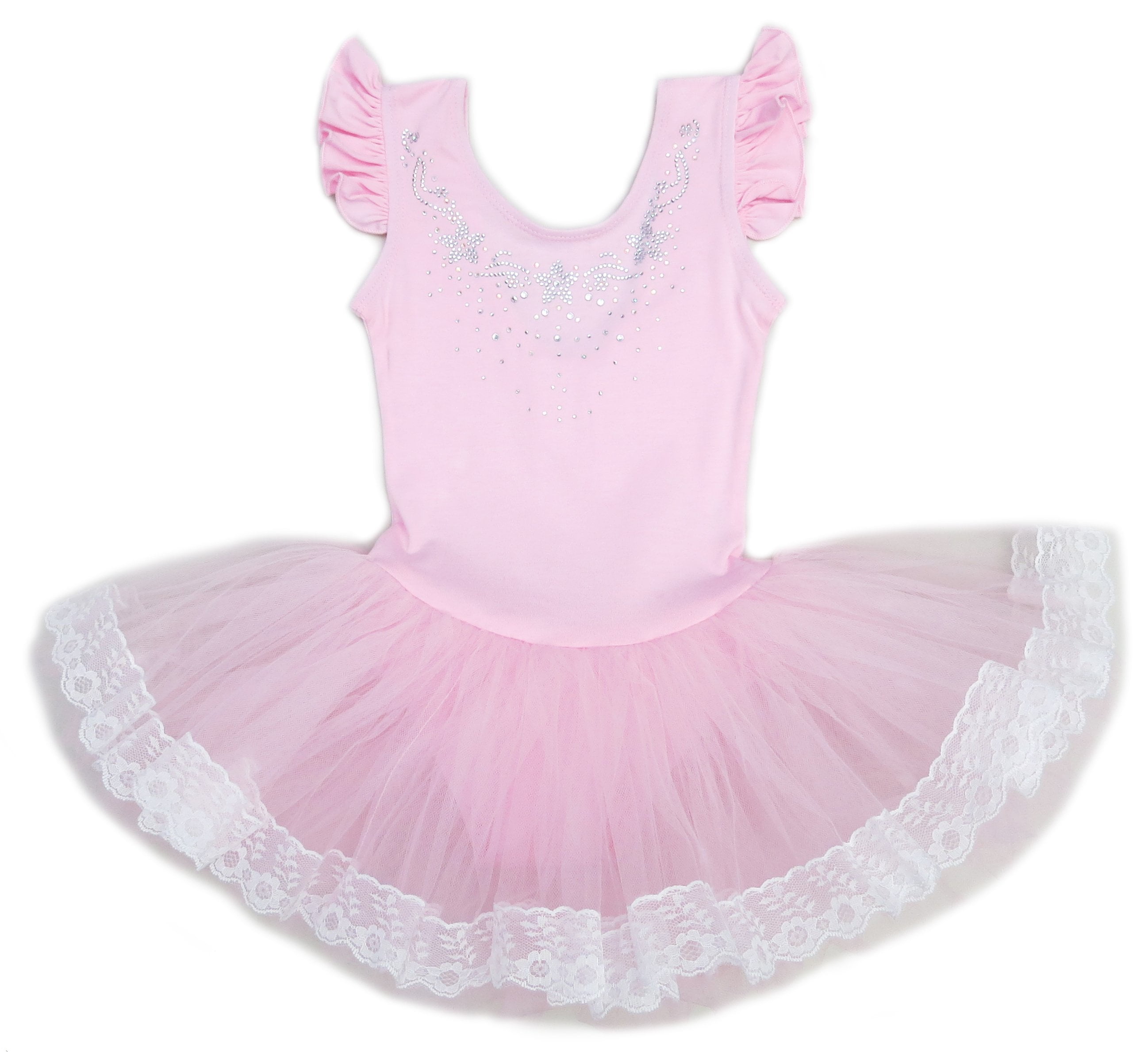 Wenchoice Pink Rhinestone Star Lace Trim Ballet Dress Girl'S S(1Y-2Y ...