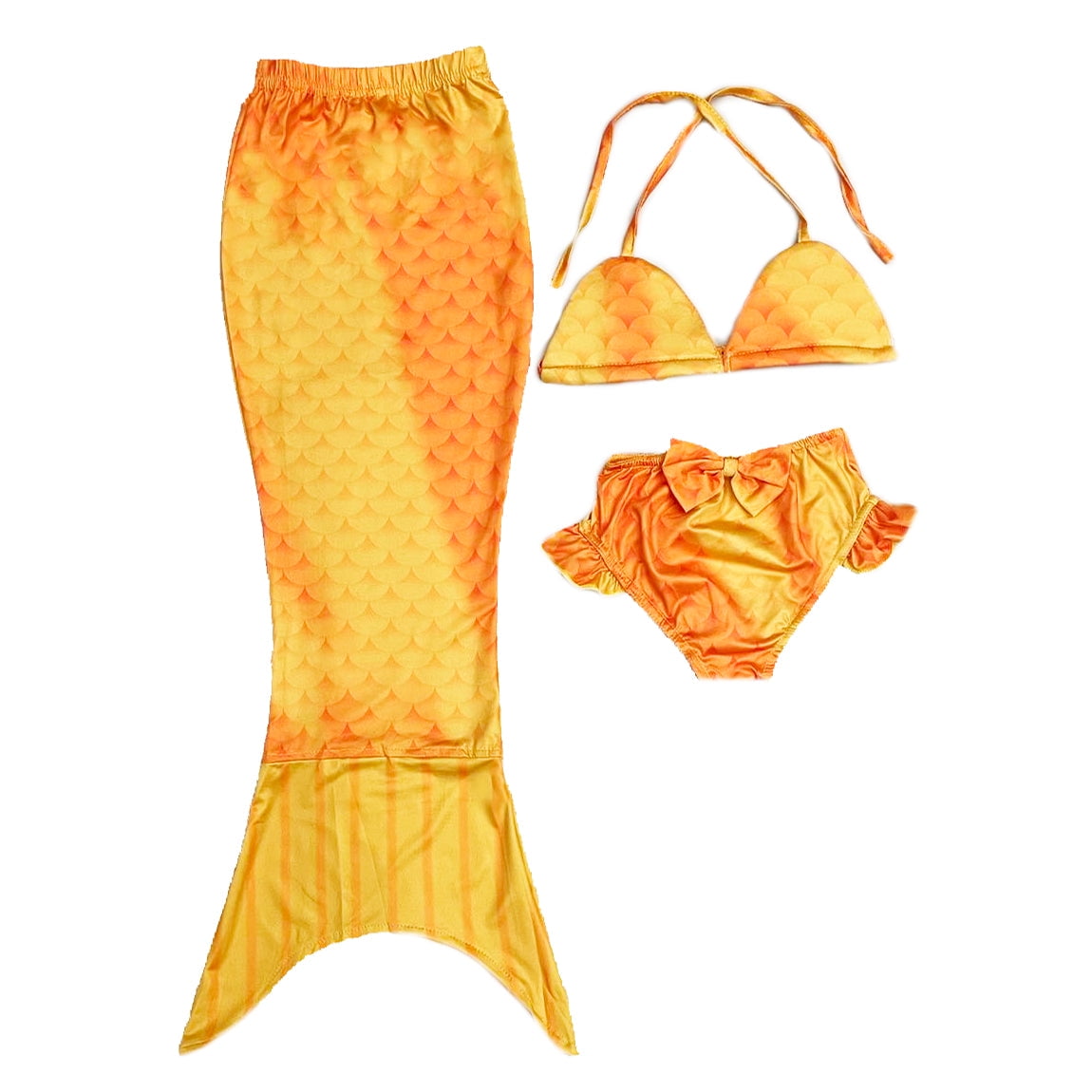 Wenchoice Yellow Scales Mermaid Tail 3 Pieces Swimming Suit XL(7-8Y ...