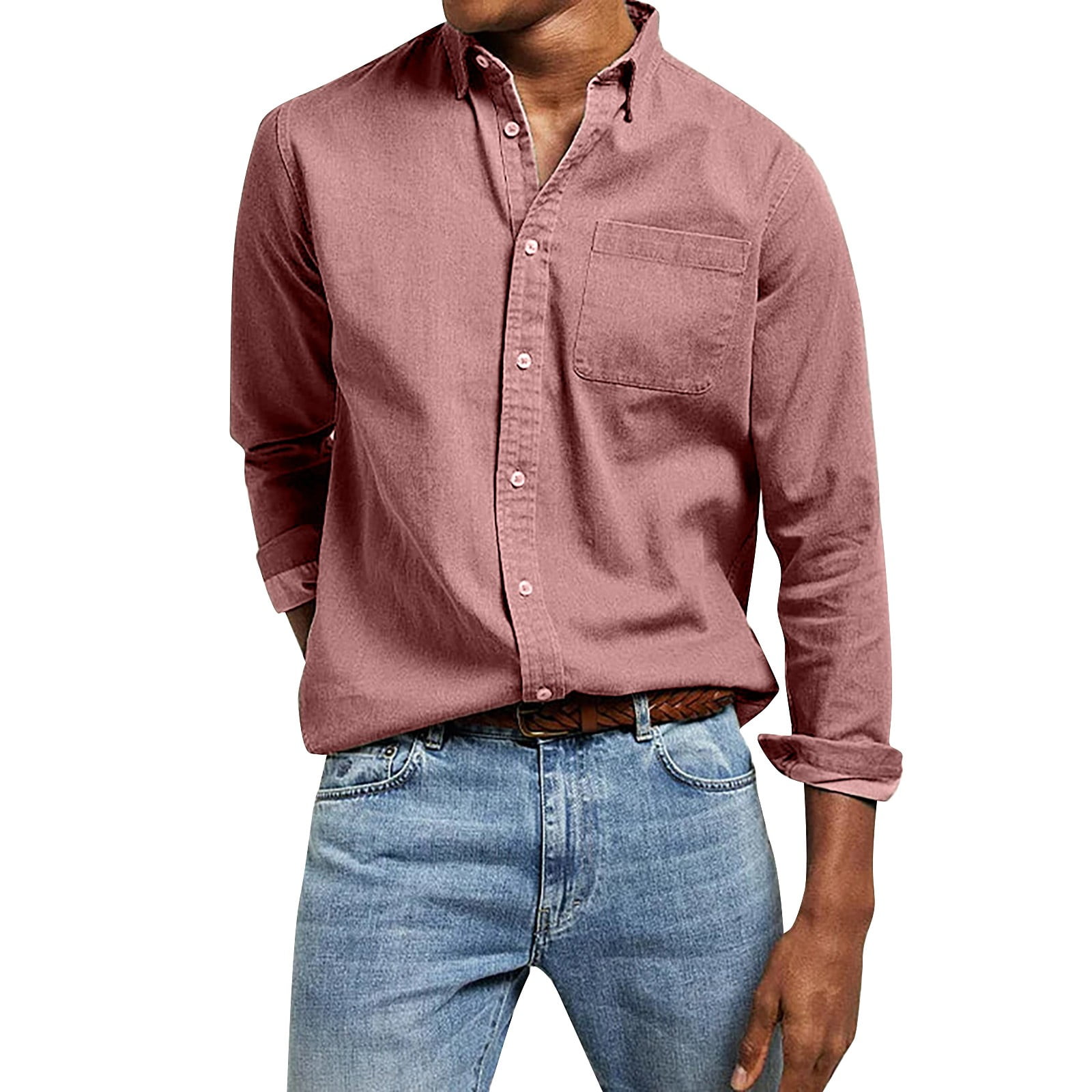 Wendoximz Mens Button Up Shirts Long Sleeve Mens Shirts Summer Men's ...