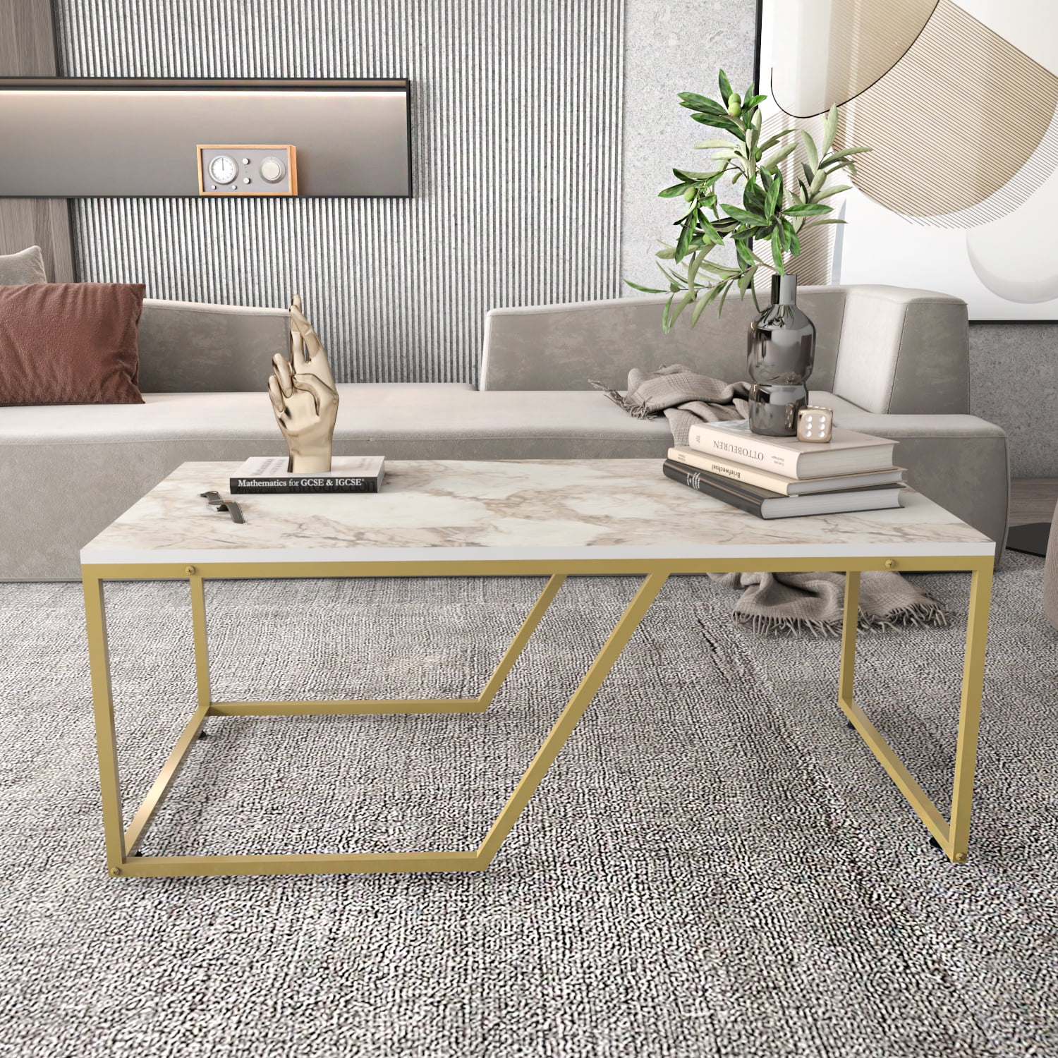 Wendy Metal Leg Coffee Table - Ephesus Gold - Walmart.com