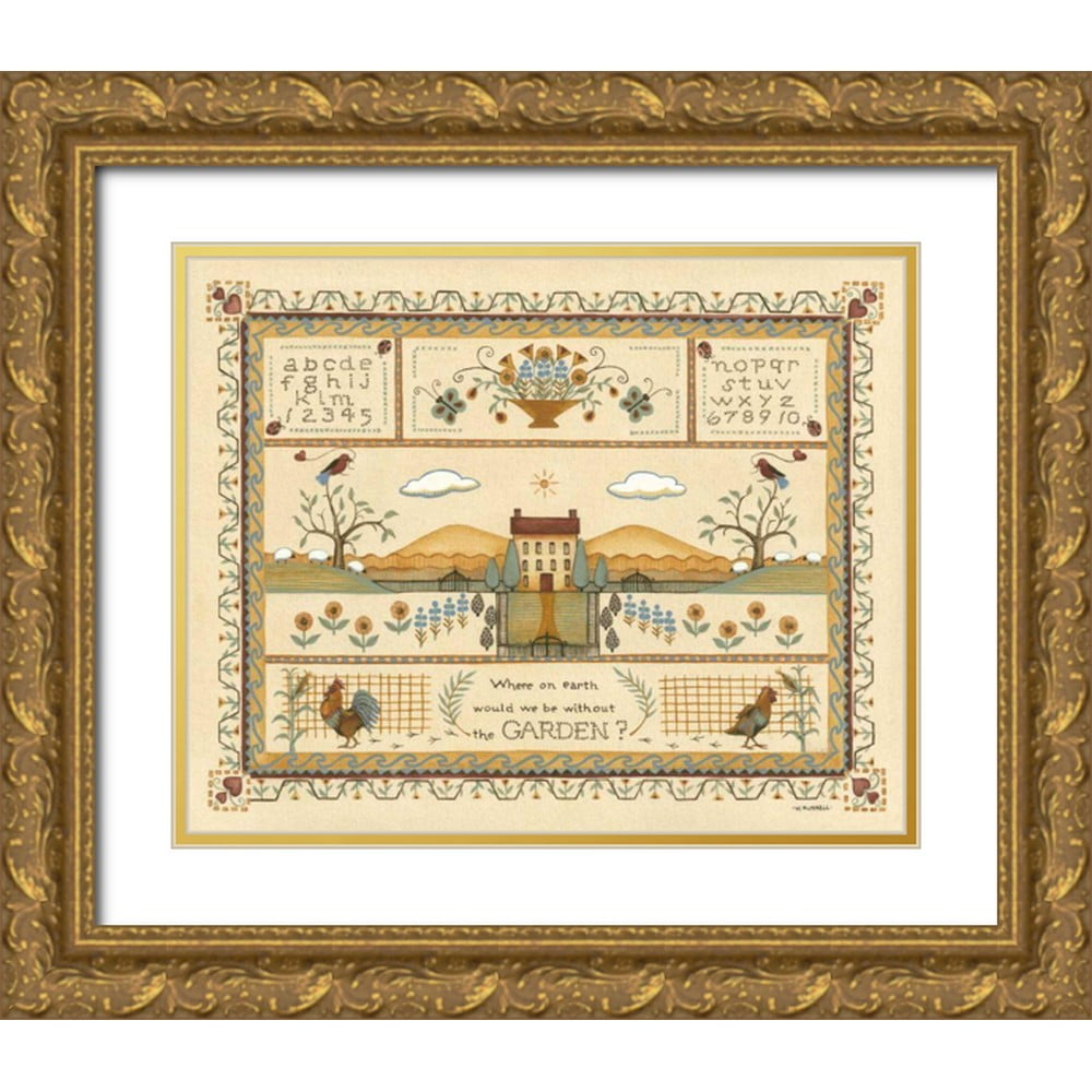 Wendy Russell 32x26 Gold Ornate Wood Framed with Double Matting Museum ...