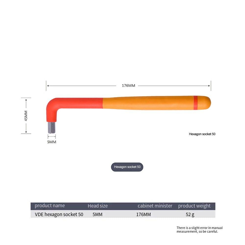 WendyZ 1000V Insulated L-Shaped Hexagon Wrench for Electricians, VDE ...