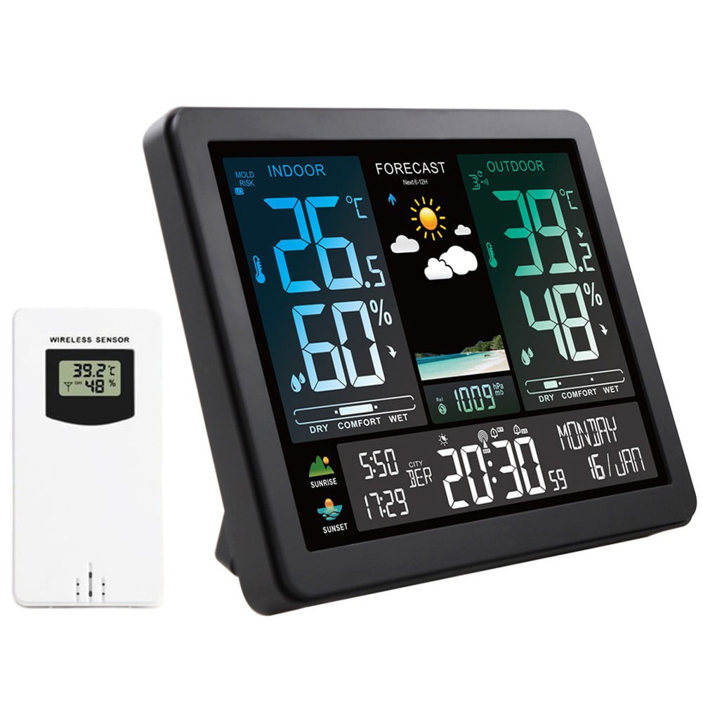 WendyZ Color Screen Multifunctional Weather Clock Station: Dual Alarms Thermometer - Walmart.com