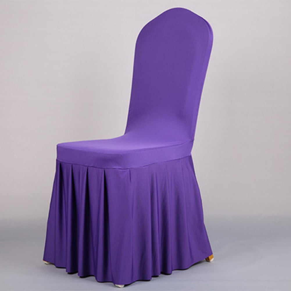 WendyZ Dark Purple Hotel Style Banquet Chair Cover with Oxford Skirt ...